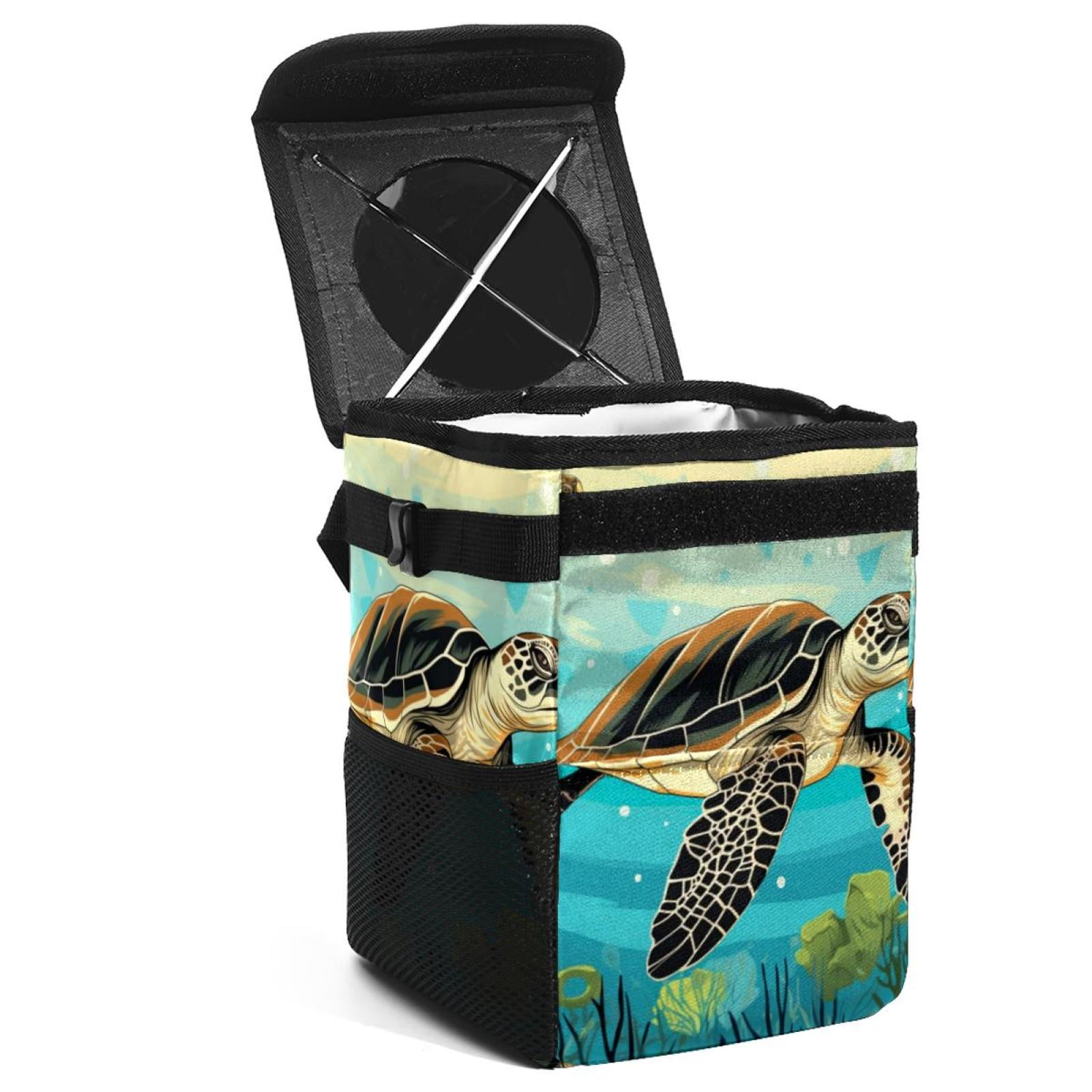 Turtle Seamless Car Trash Can Mini Trash Can, Foldable with Lid, Leak ...
