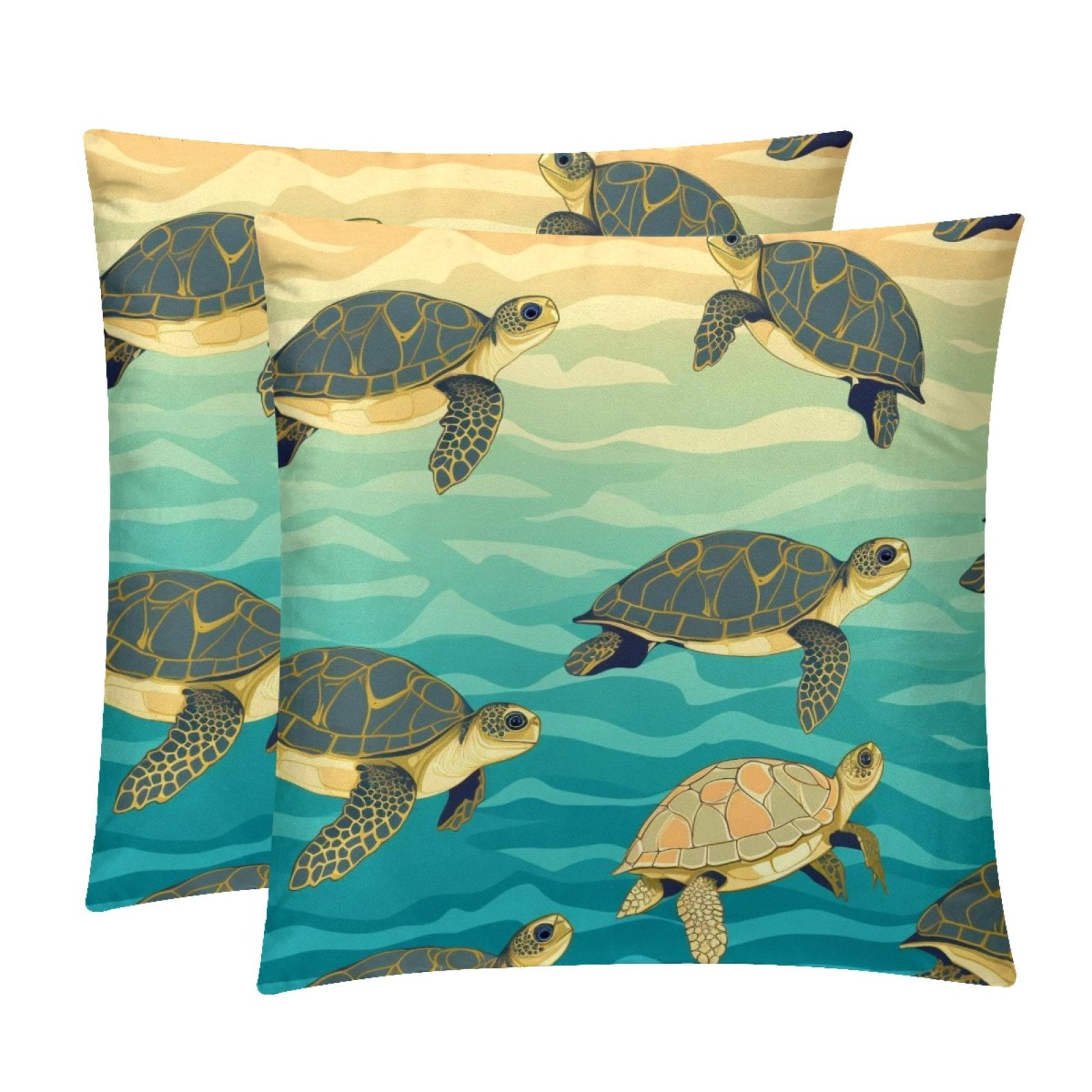 Turtle Seamless Chair Pillow Covers Set of 2 Throw Pillow Decorative ...