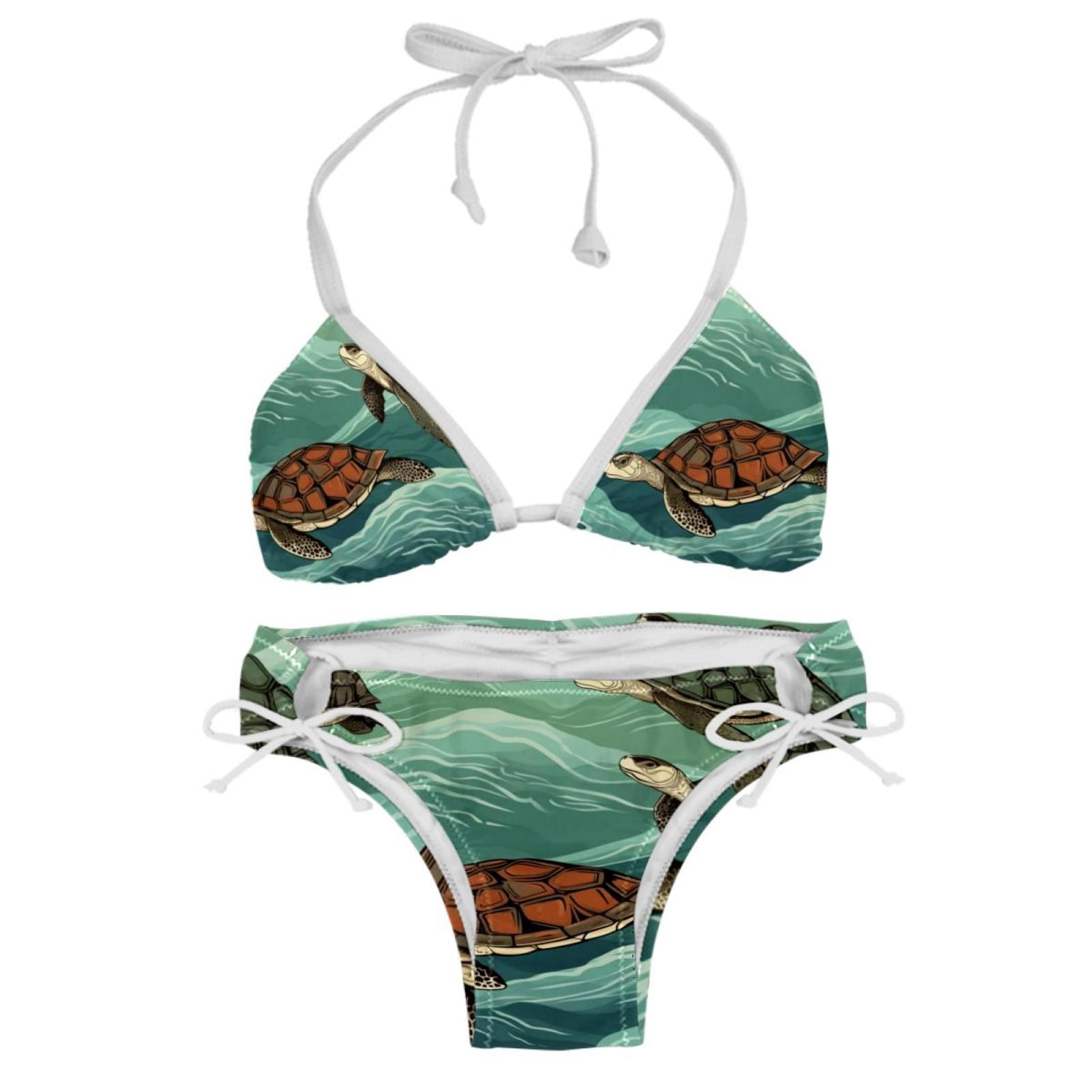 Turtle Seamless Detachable Sponge Adjustable Strap Bikini Set Swimsuit ...