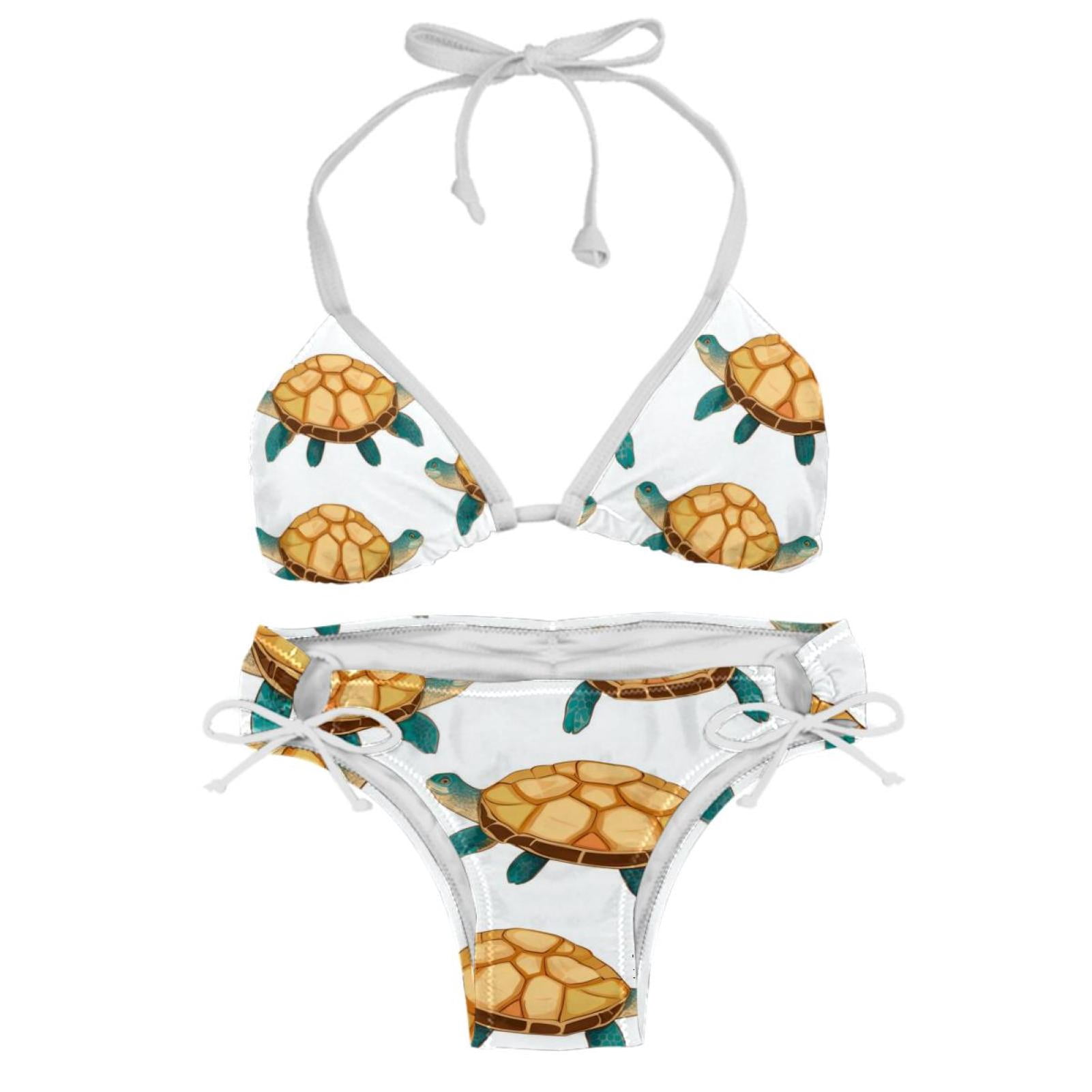 Turtle Seamless Detachable Sponge Adjustable Strap Swimsuit Set - 2 ...
