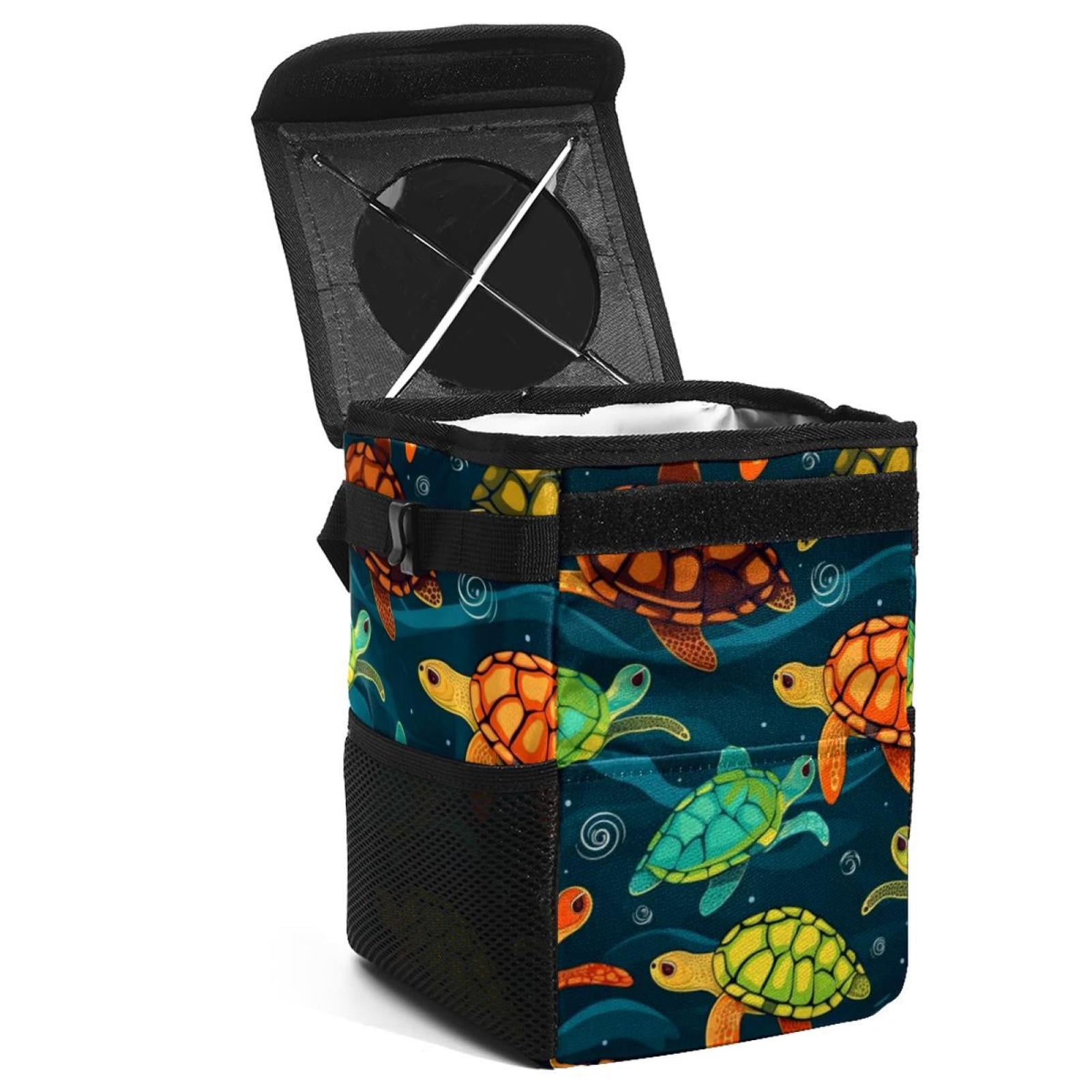 Turtle Seamless Foldable Car Garbage Can with Lid, Leak-proof Mini ...