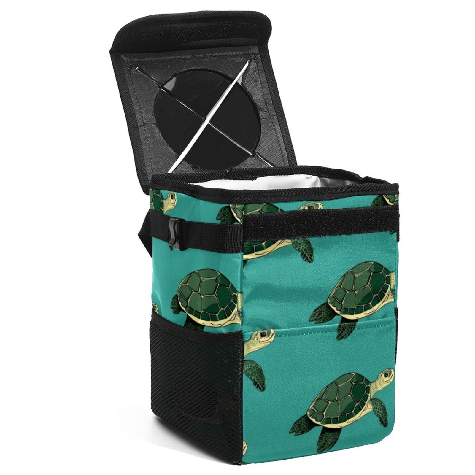 Turtle Seamless Foldable Car Trash Bin with Lid, Leak-Proof, Hanging ...