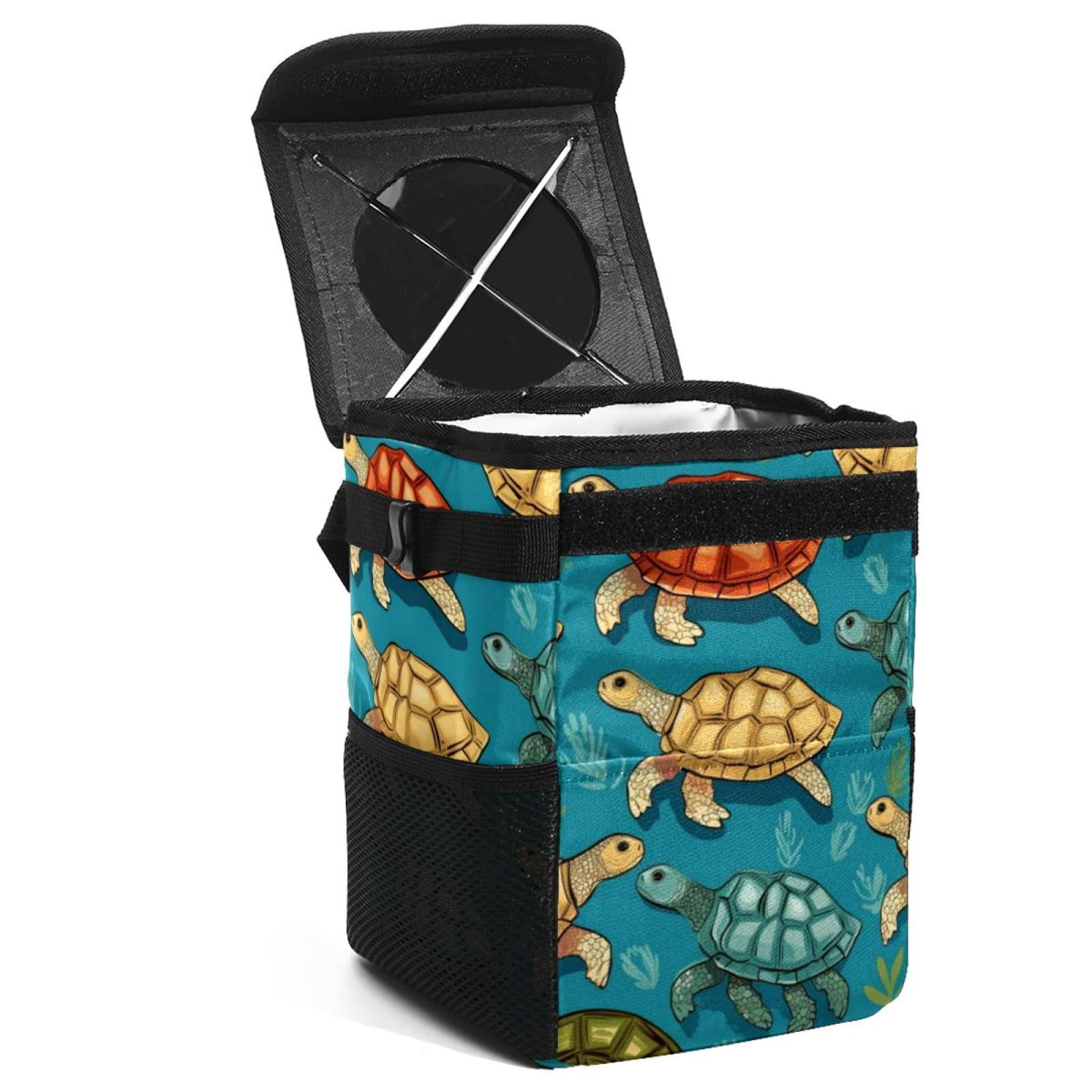 Turtle Seamless Foldable Car Trash Bin with Lid, Leak-proof Hanging ...