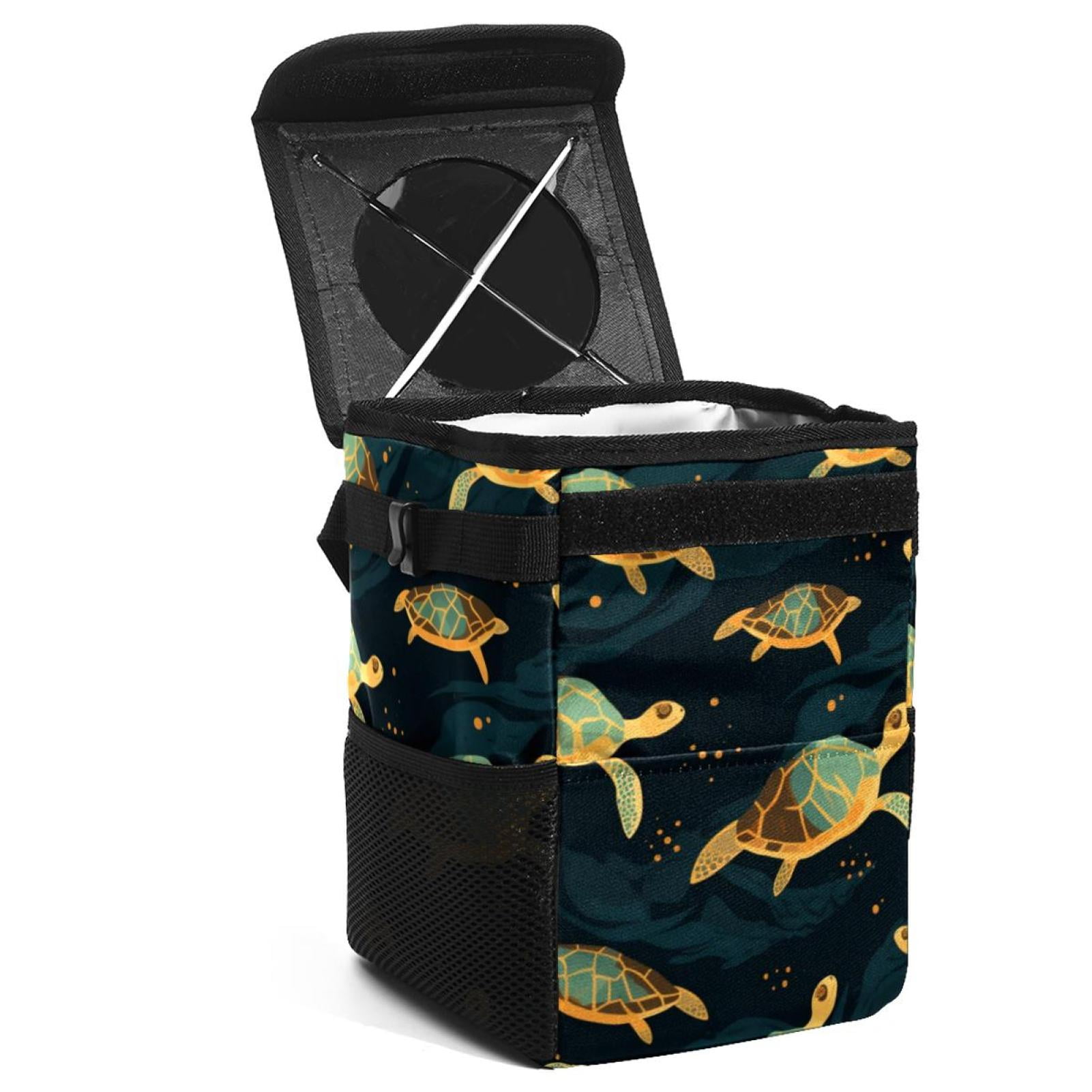 Turtle Seamless Foldable Car Trash Can with Lid, Leak-Proof, and ...