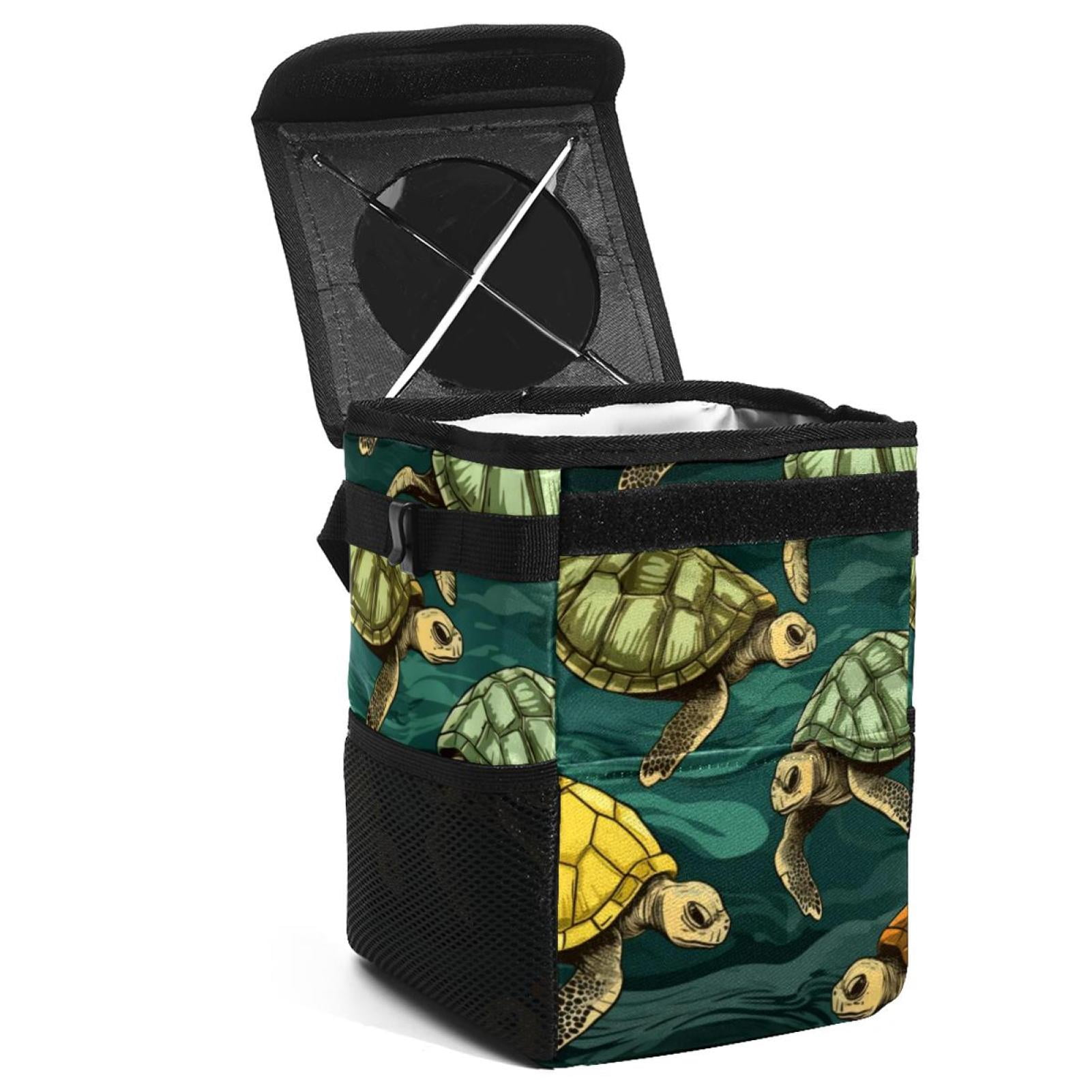 Turtle Seamless Foldable Car Trash Can with Lid, Leak-proof Hanging ...