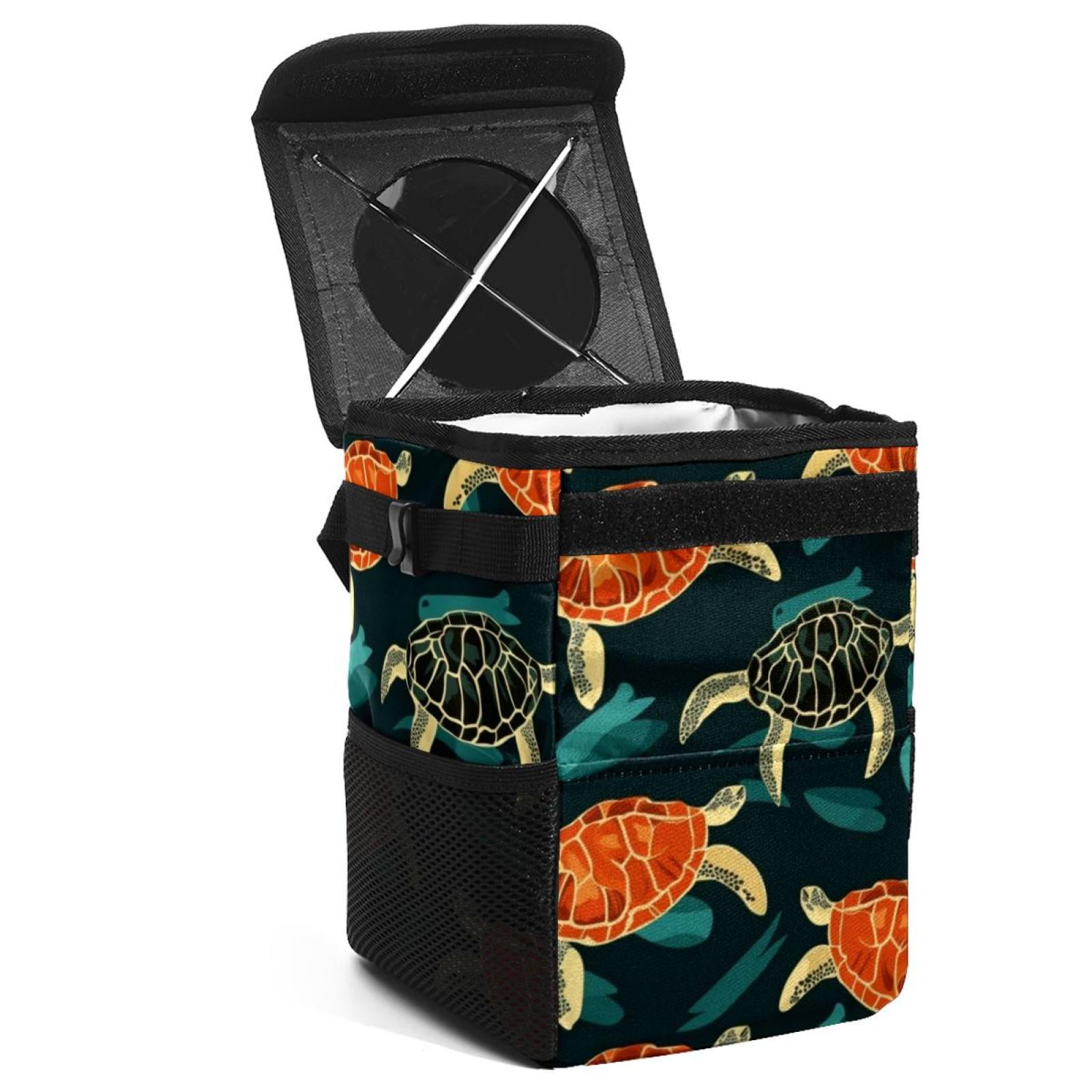 Turtle Seamless Foldable Mini Trash Can with Lid - Leak-Proof Car ...