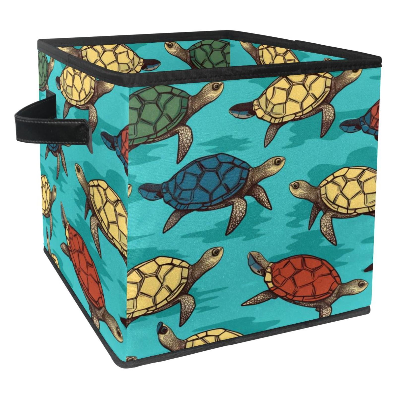Turtle Seamless Foldable Storage Cubes with Handle, 10.8"x10.5"x10.6 ...