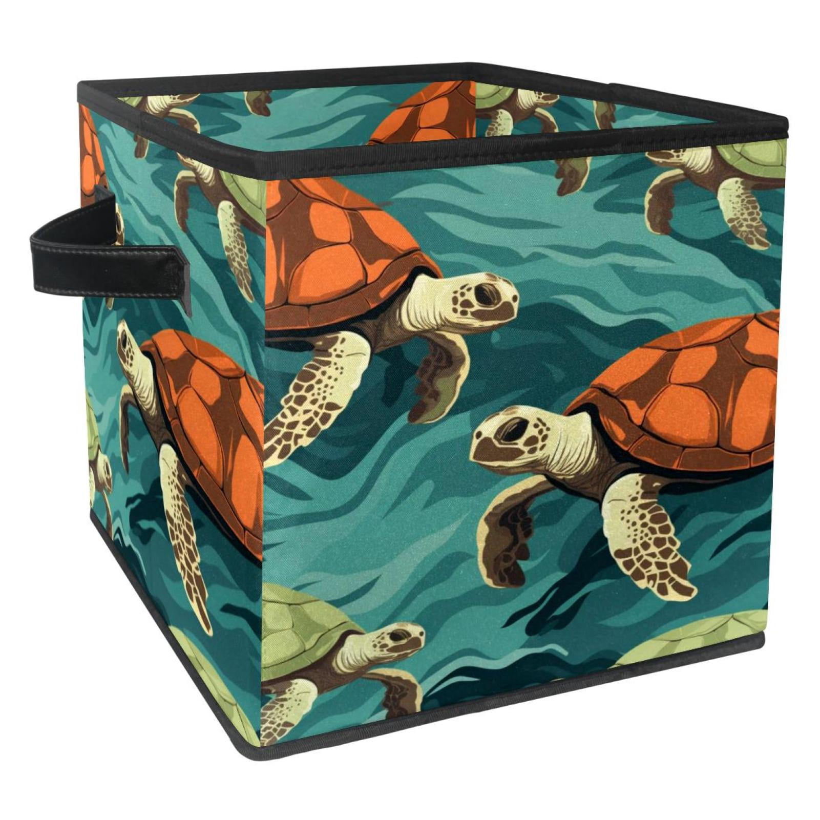 Turtle Seamless Foldable Toy Box with Handle Storage Bin, 10.8"x10.5 ...