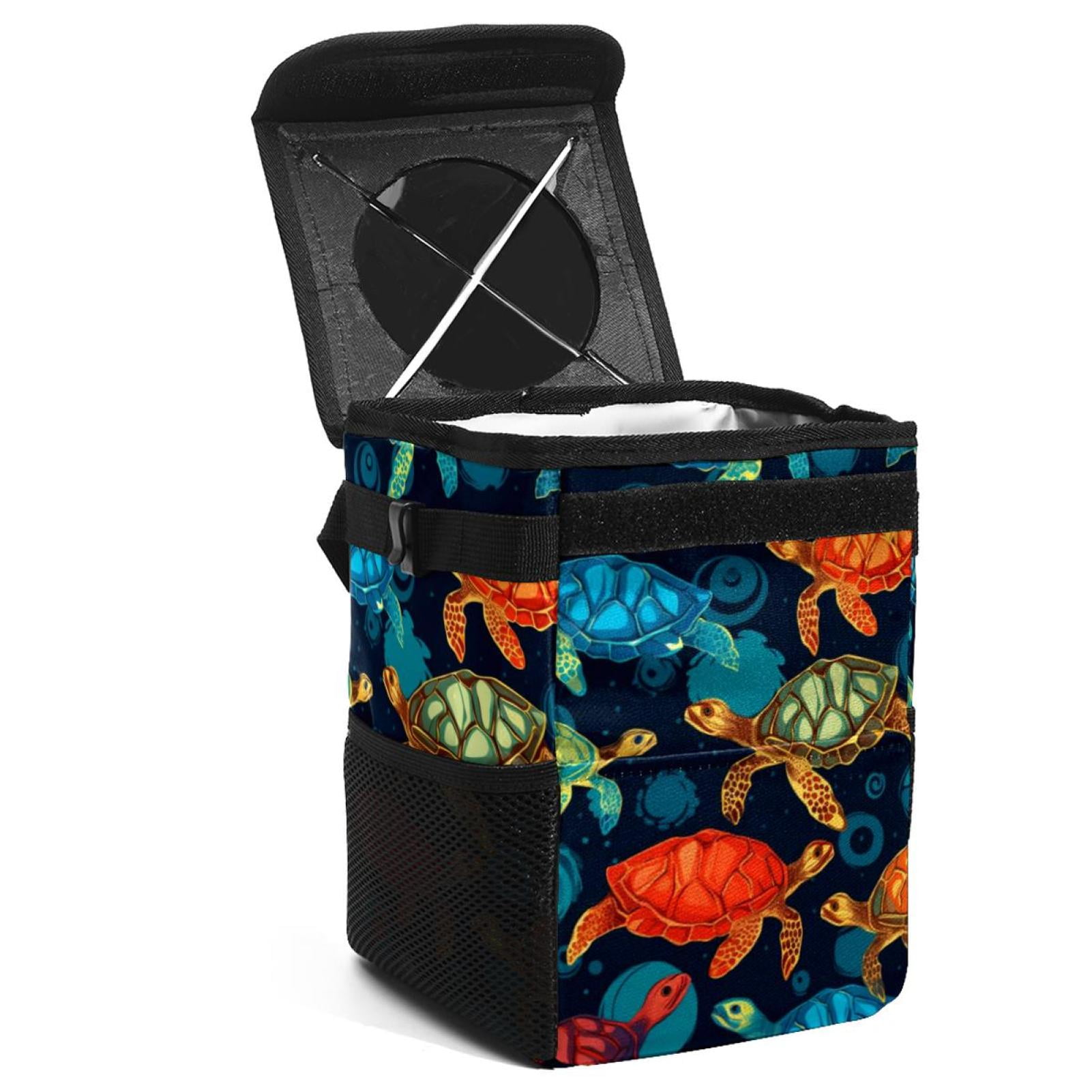 Turtle Seamless Mini Trash Can for Car - Foldable, with Lid, Leak-Proof ...