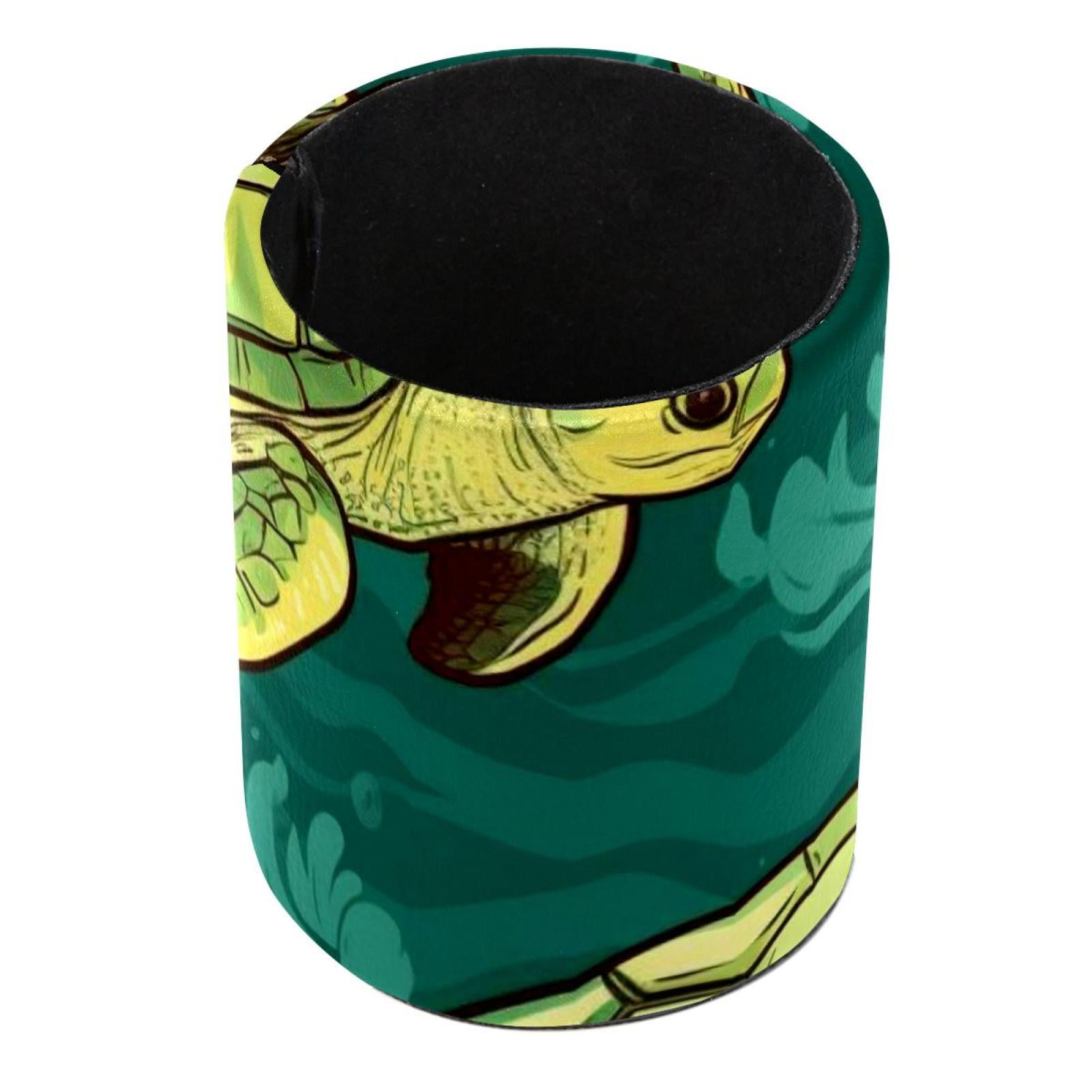 Turtle Seamless PVC Leather Cylinder Pen Holder Pencil Organizer, 3.9x3 ...