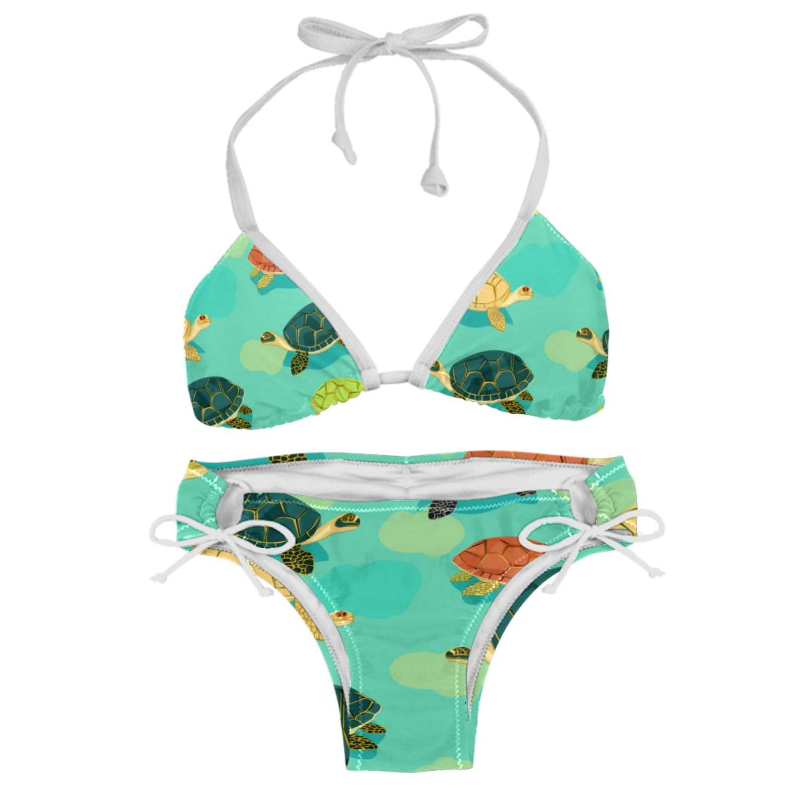 Turtle Seamless Swim Suit Bikini Set with Detachable Sponge ...