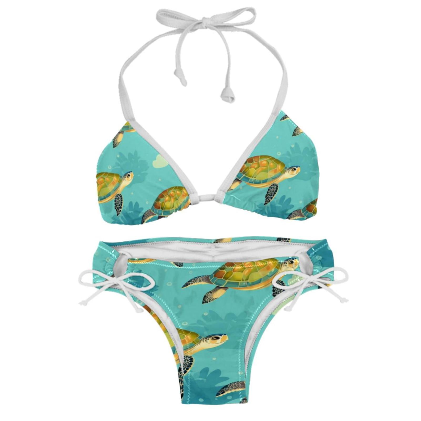 Turtle Seamless Swim Wear Bikini Set with Detachable Sponge ...