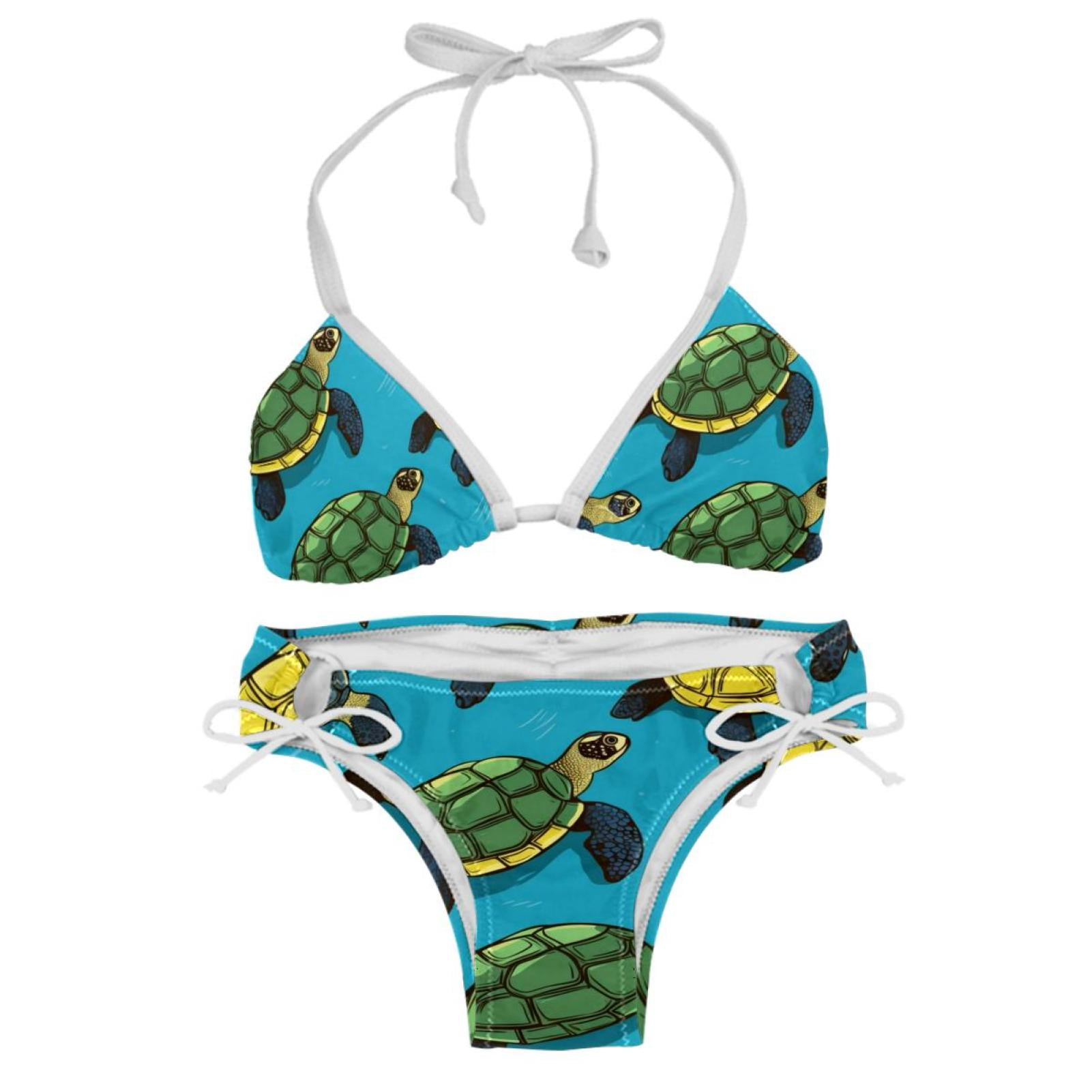 Turtle Seamless Swim Wear Detachable Sponge Adjustable Strap Bikini Set ...
