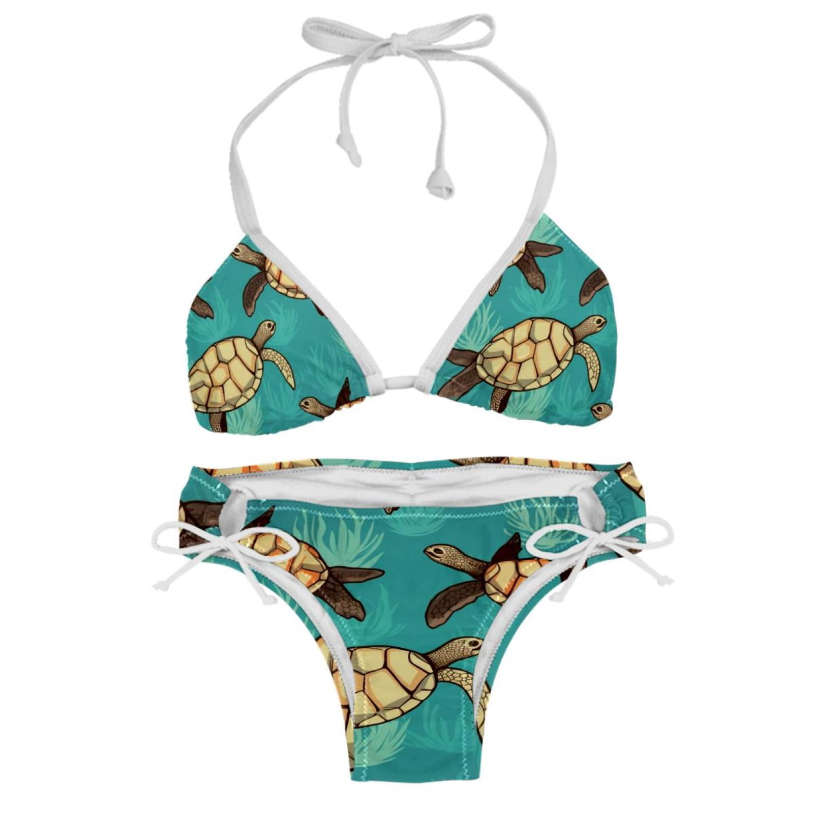 Turtle Seamless Women's Detachable Sponge Adjustable Strap Bikini Set 2-Pack for Beach and Pool ...