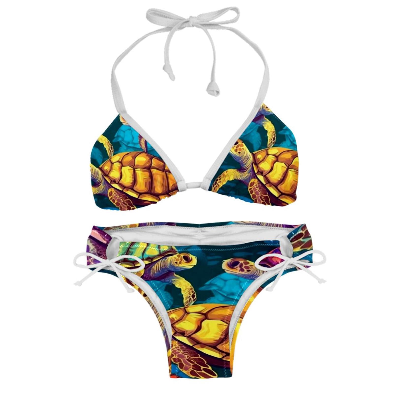 Turtle Seamless Women's One-Piece Swimsuits Set, Detachable Sponge ...