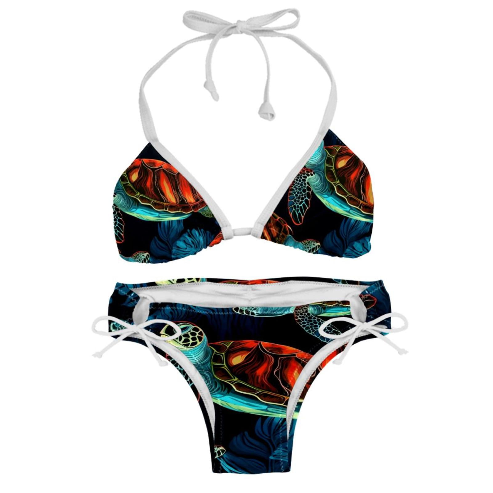 Turtle Seamless Women's Swimsuit Bikini Set with Detachable Sponge ...