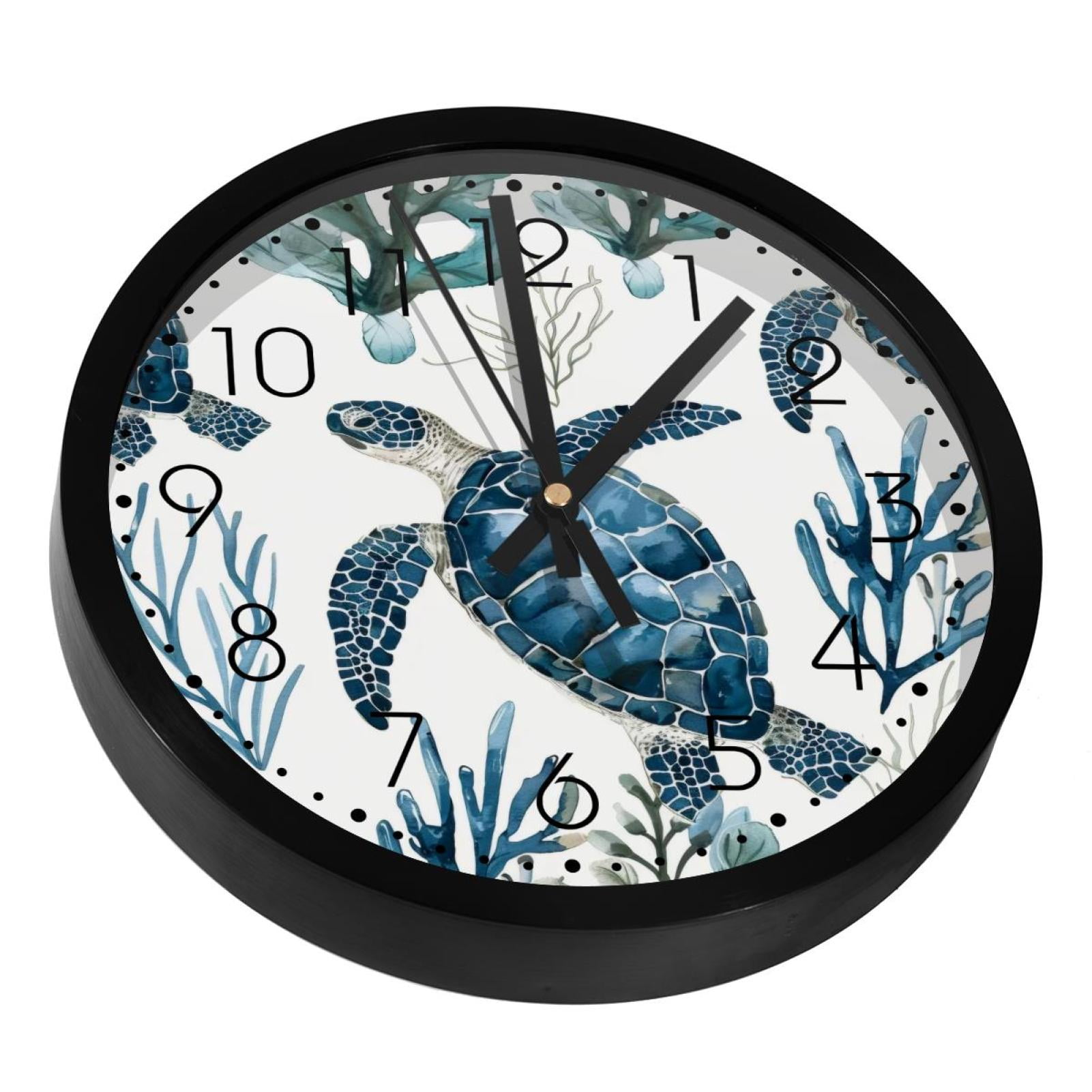 Turtle Seaweed Silent Wall Clock, Non Ticking Battery Operated 9.8 Inch ...