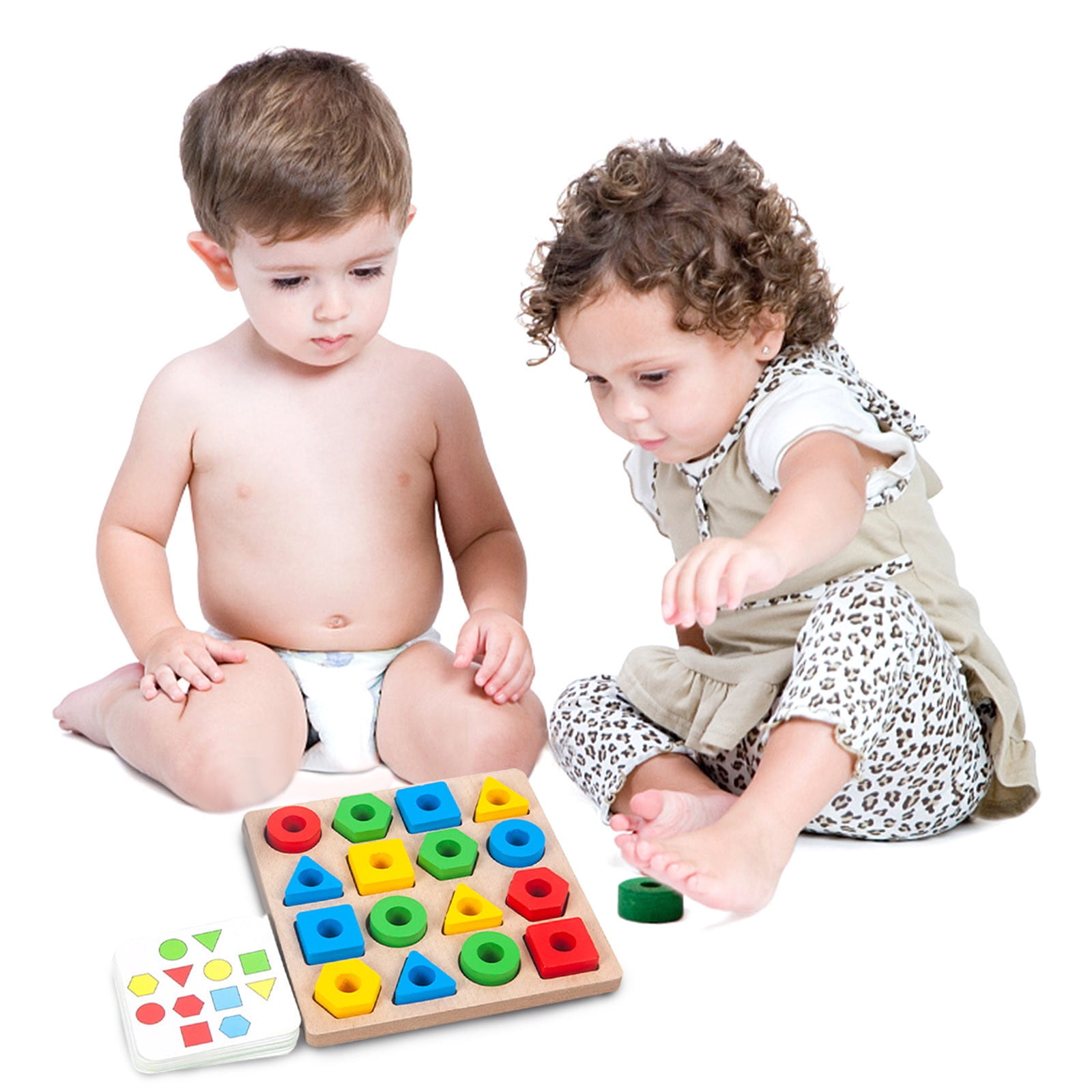 Turtle Shape Sorter Toy - 16 Geometric Blocks & 30 Cards ,Montessori ...