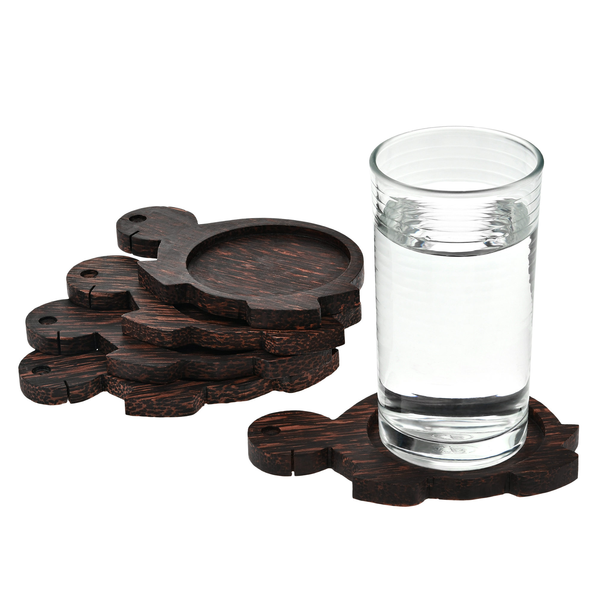 Turtle Shaped Sugar Palm Tree Wood Natural Tree Bark Coaster Set of 5 ...