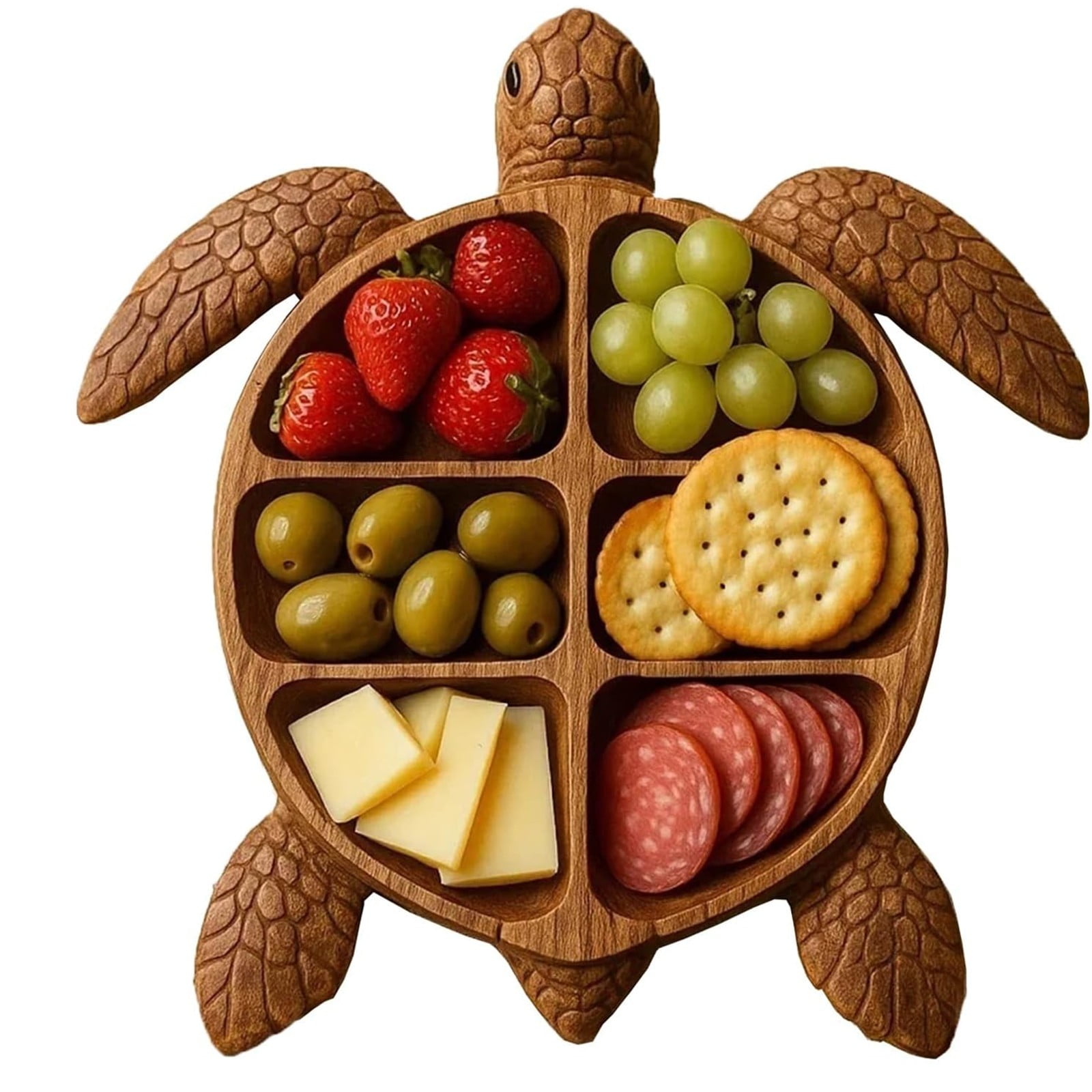 Turtle-Shaped Wooden Snack Serving Tray, Eco-Friendly Bamboo Platter ...