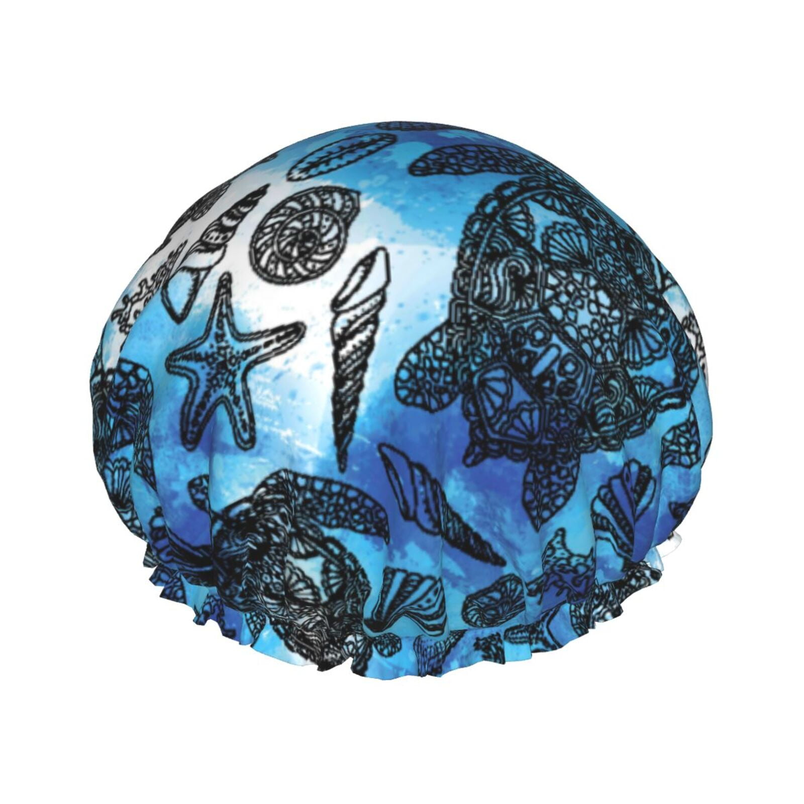 Turtle Shell Starfish Coral Shower Cap, Reusable Bath Hair Hat for all ...