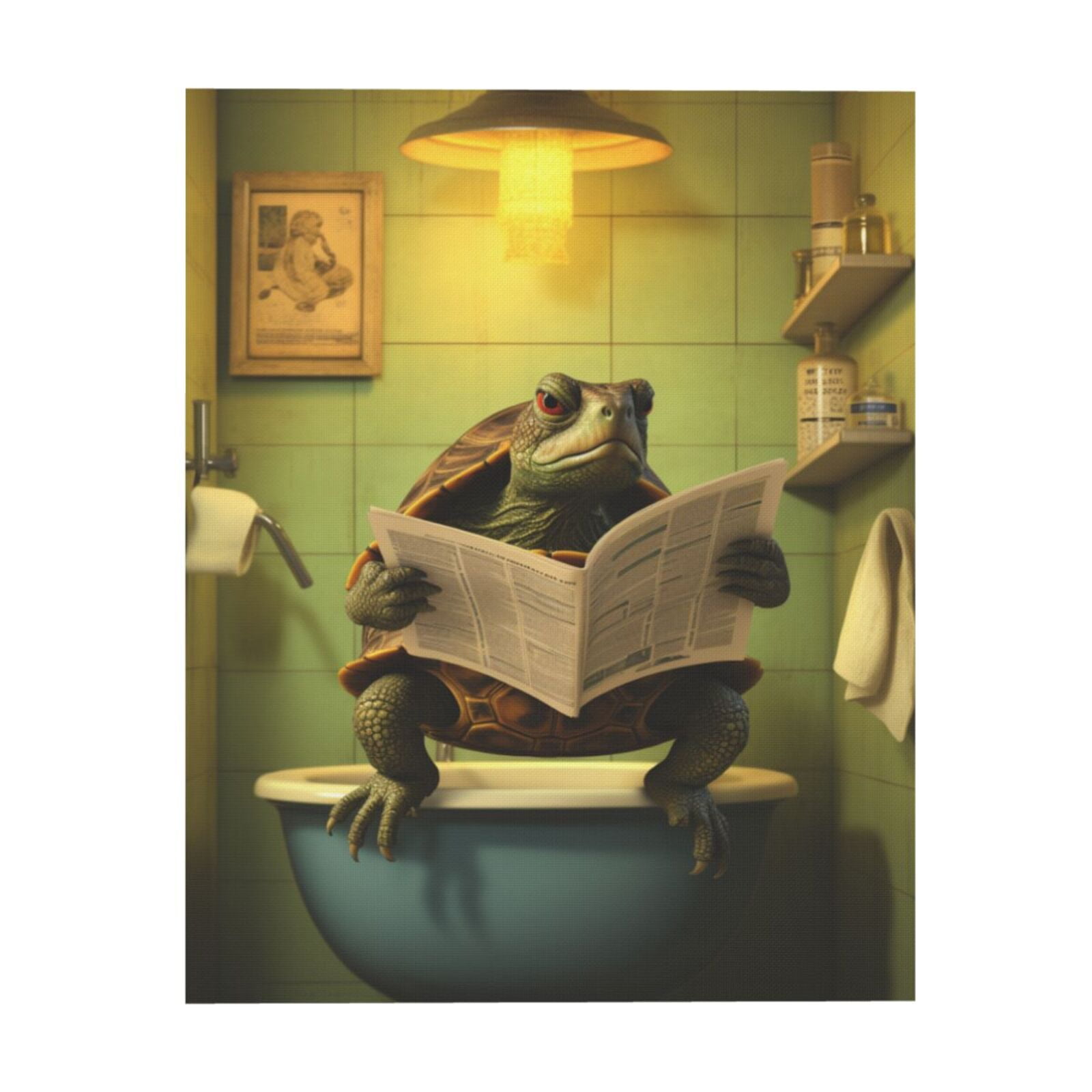 The Turtle Sits On The Toilet Reading The Newspaper (2) Canvas ...