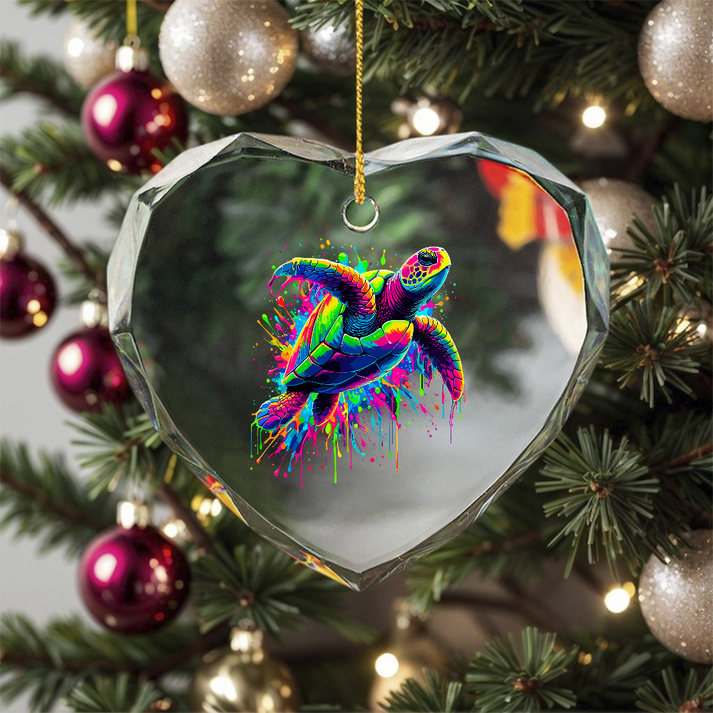 Turtle Splash Beach Ocean Wildlife Turtle Animal Ornament, Crystal ...