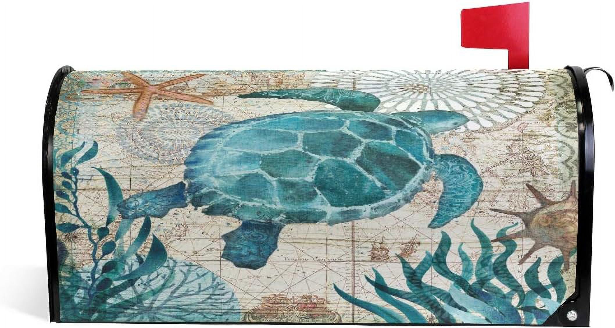 Turtle Starfish Magnetic Mailbox Cover MailWraps Garden Yard Home Decor ...