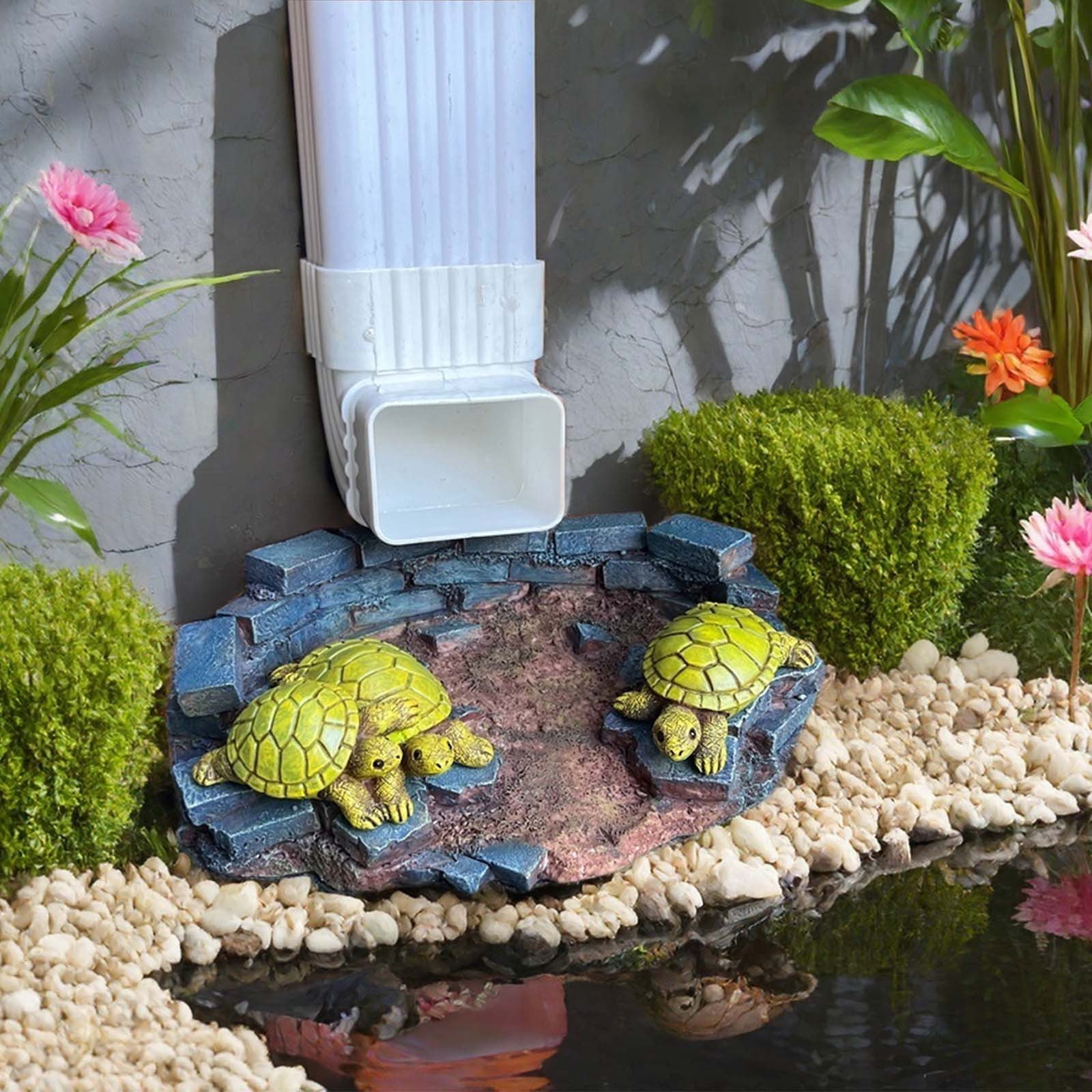 Turtle Statue Splash Block, Resin Gutter Downspout Statues Garden Decor ...