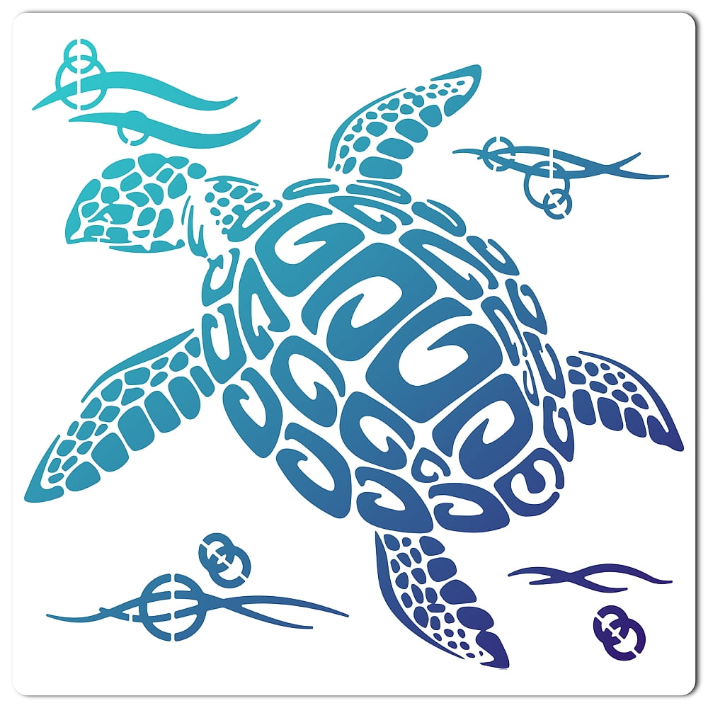 Turtle Stencils 30×30CM Ocean Animal Painting Stencil Hollow Out ...