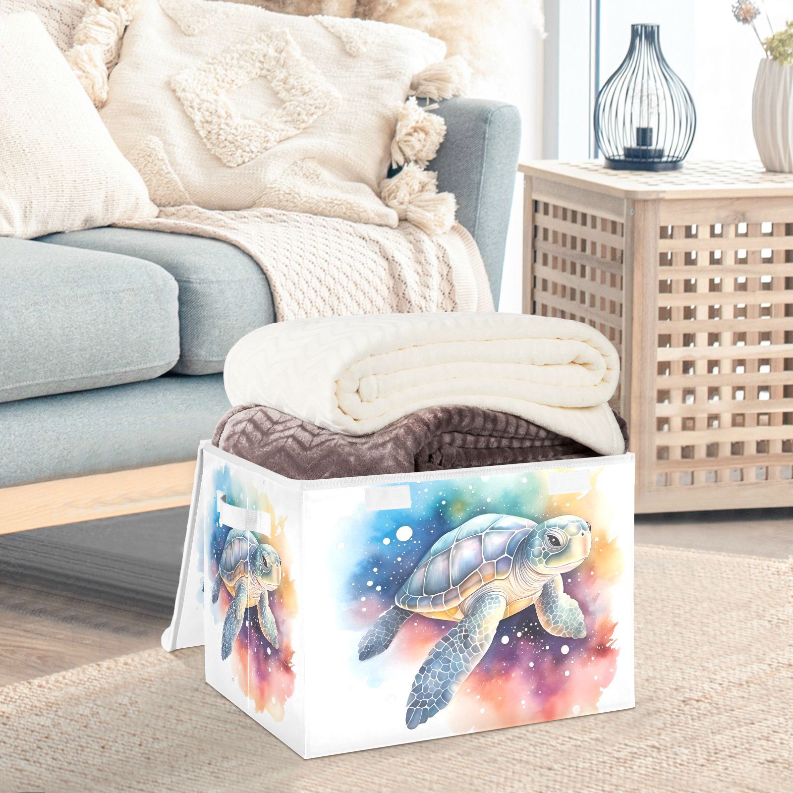 Turtle Storage Basket Foldable Laundry Basket Shelf Kids Toy Storage ...