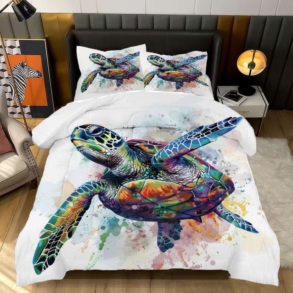 Turtle Swimming Comforter Set Queen Size Bedding Set For Travl Bedroom ...