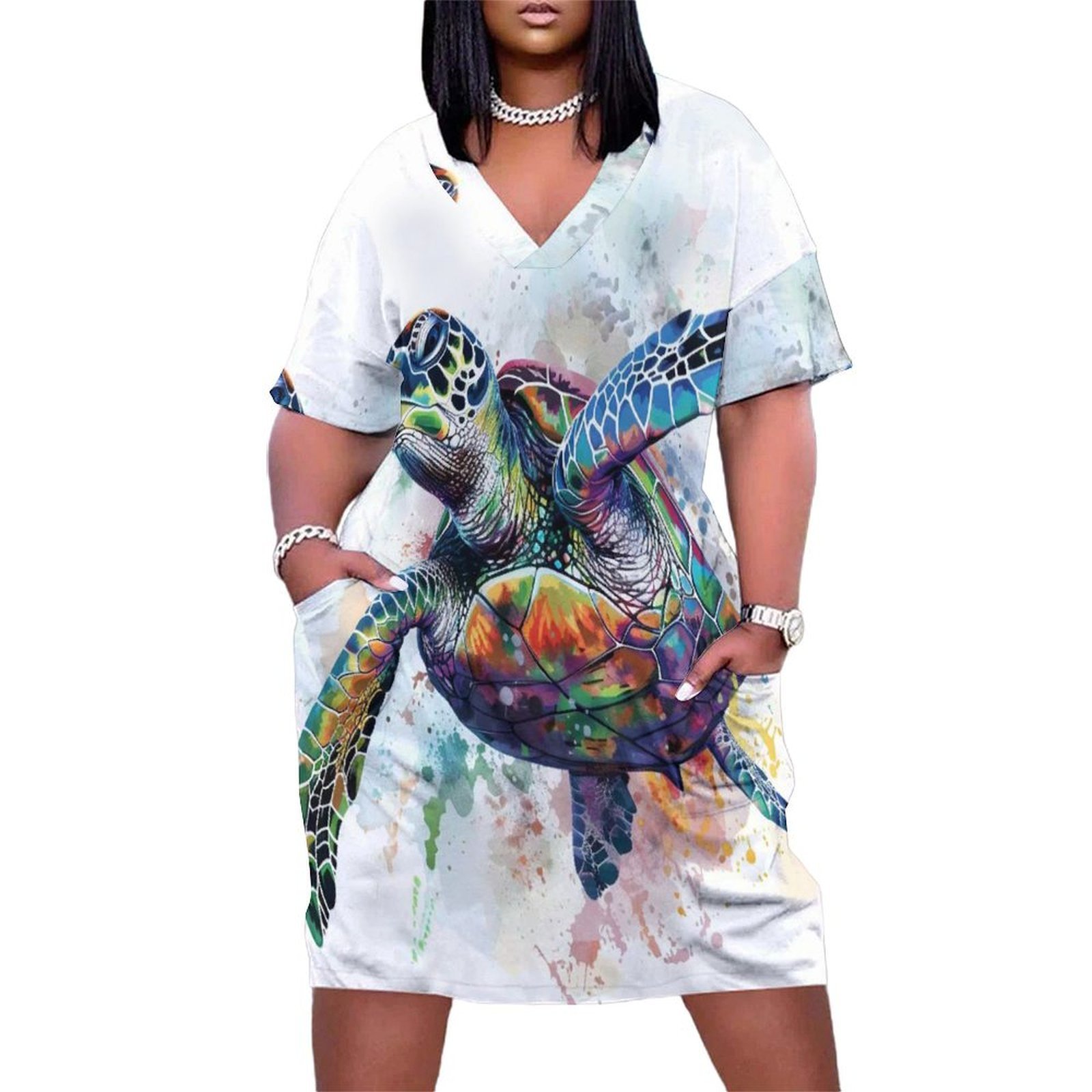 Turtle Swimming Loose Pocket Dress Dresses Summer Summer Dresses for ...