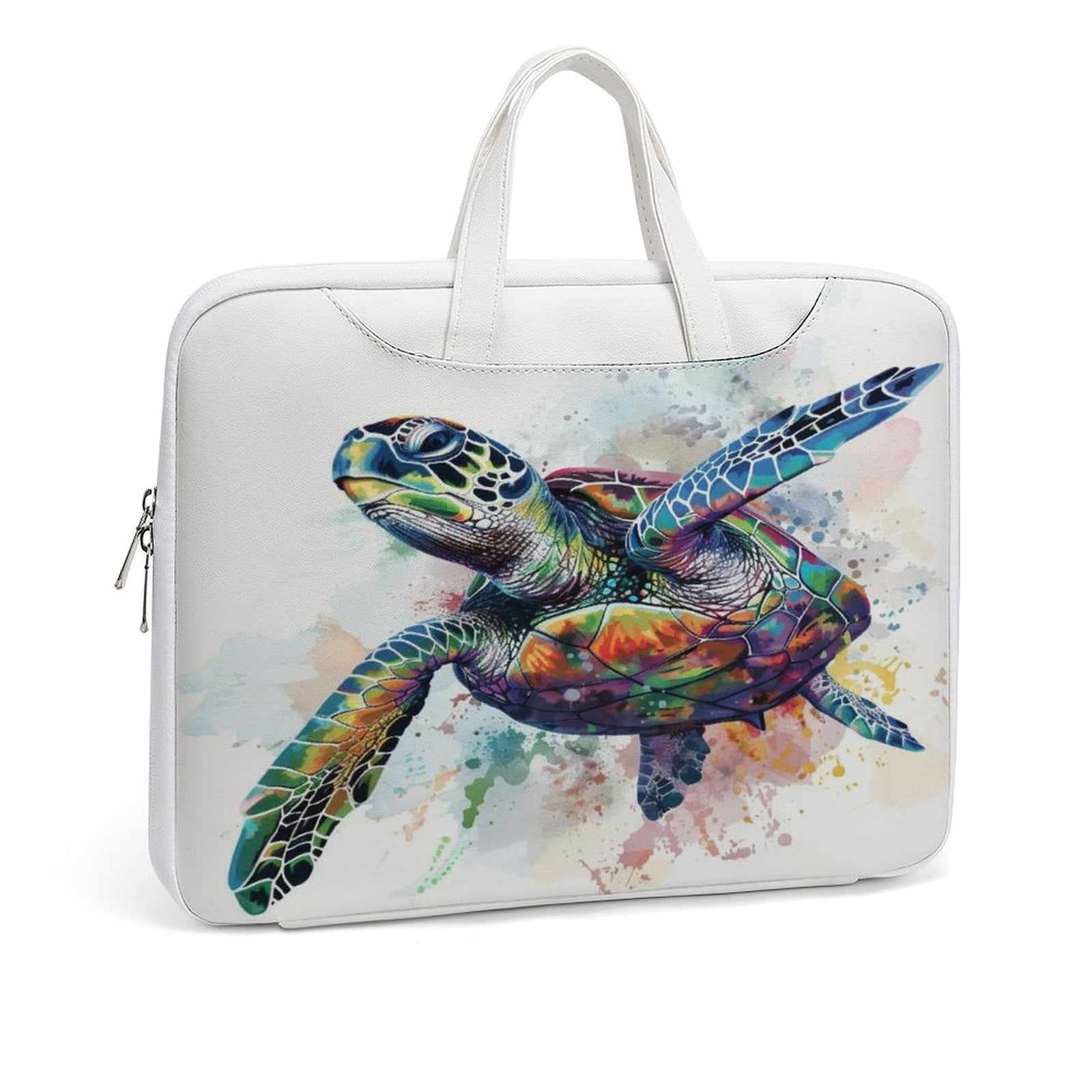Turtle Swimming PU Leather Laptop Bag Women Man Office Notebook Travel ...