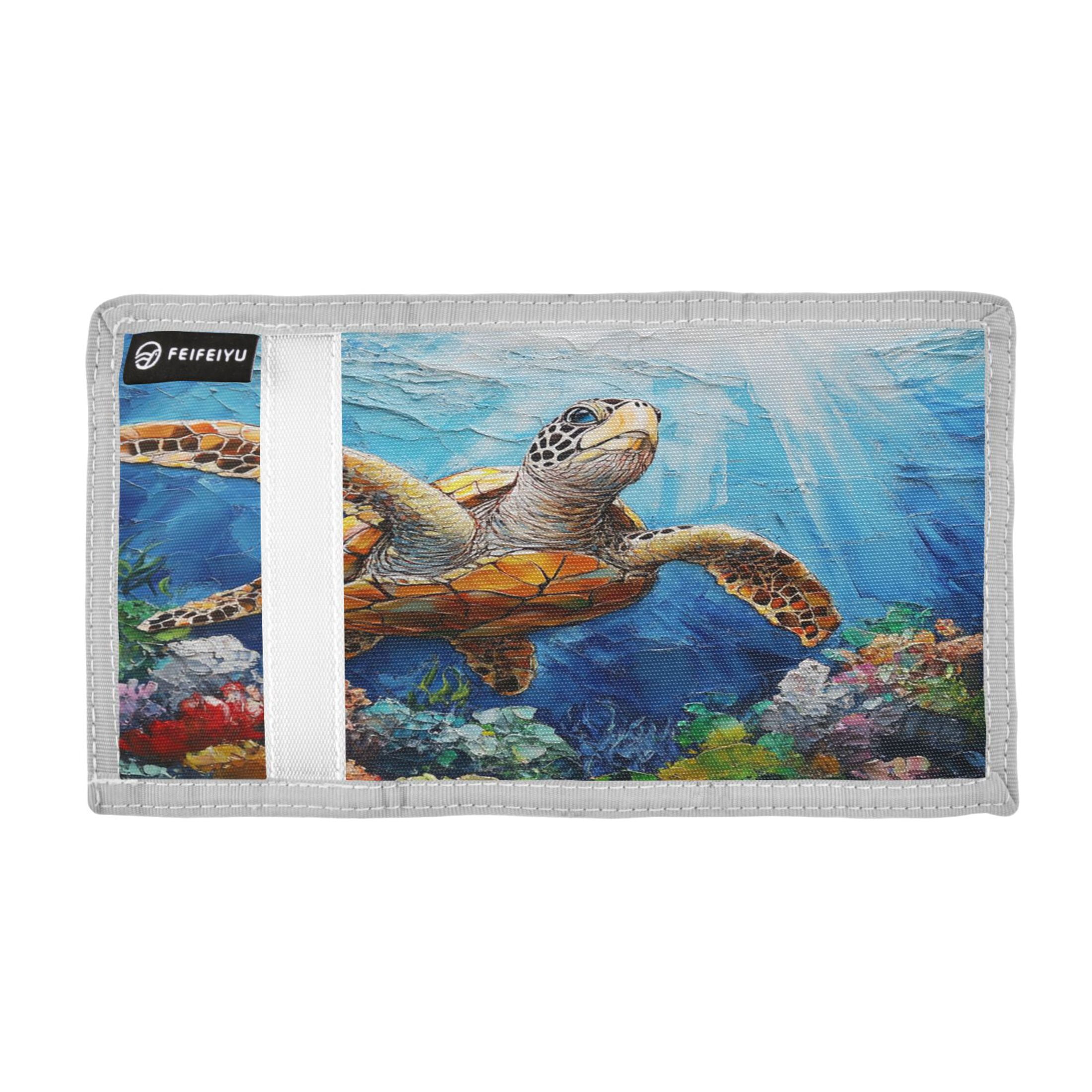 Turtle Swimming under Sea Trifold Wallets Card Holders Coin Pockets ...