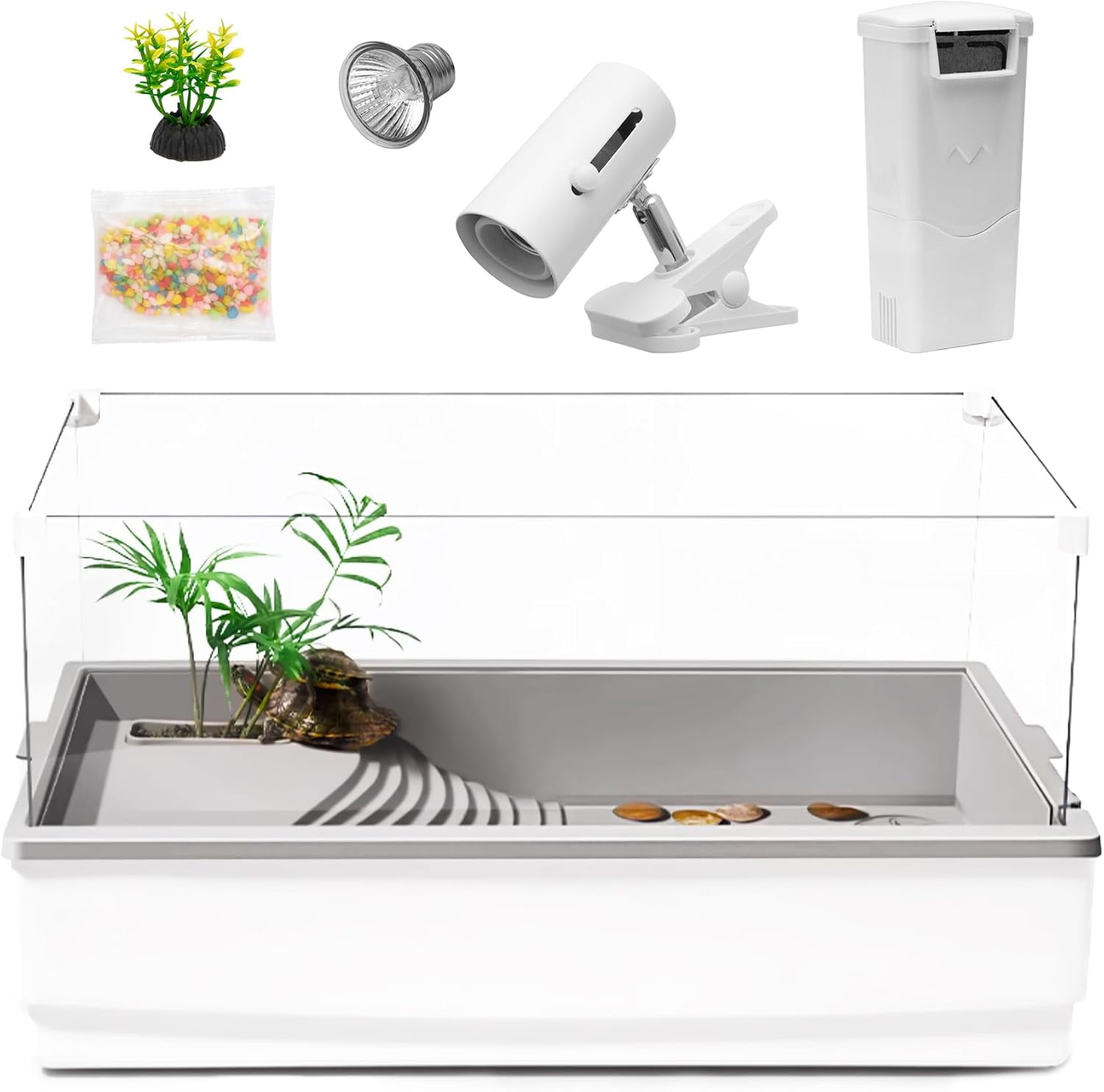 Turtle Tank Habitat Kit, Reptile Tank Aquarium, Acrylic Turtle Tank ...
