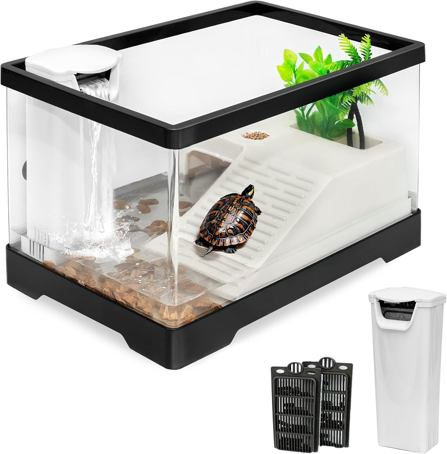 Turtle Tank Kit, 11.81*7.28*7.08inch Red Eared Slider Starter Aquarium ...