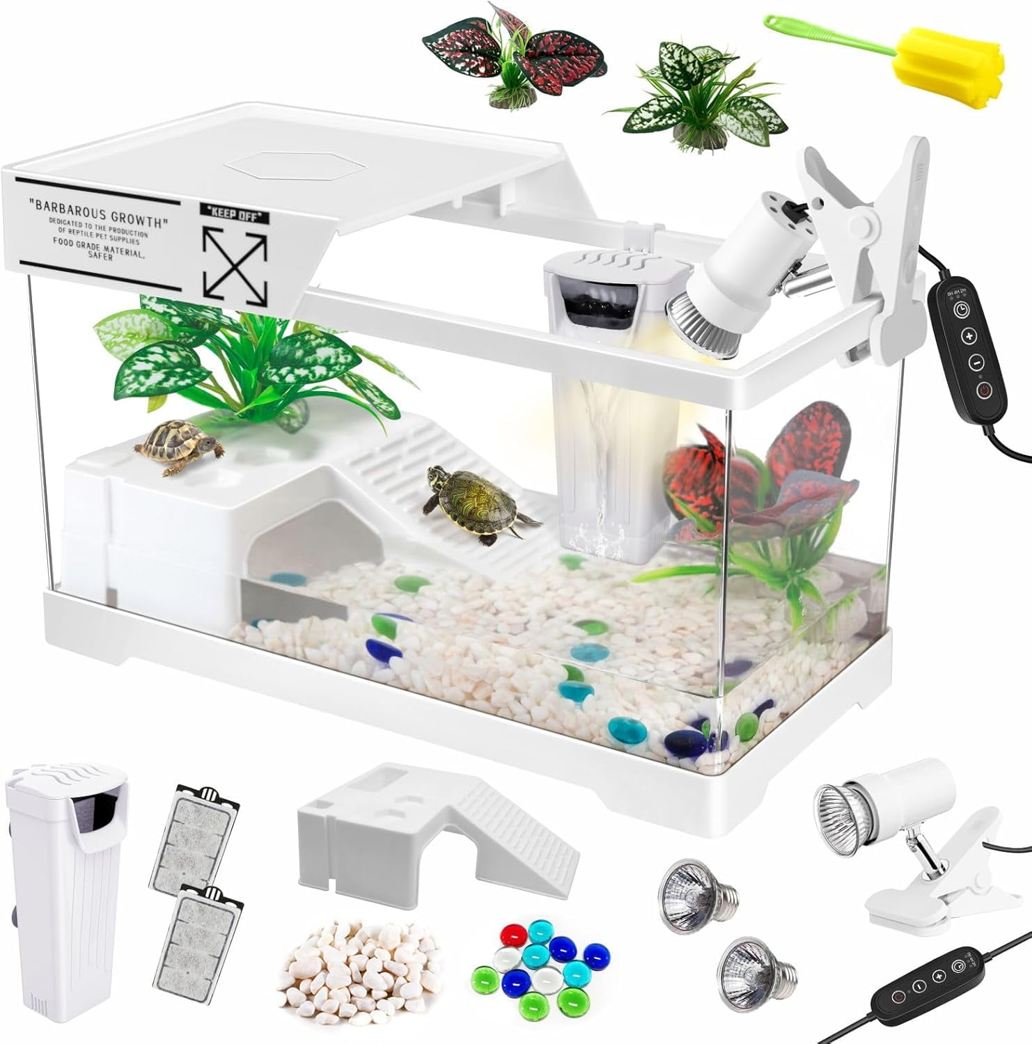 Turtle Tank Kit(Tank+Lamp+Filter), Upgrade PC Turtle Tank Starter Kit ...