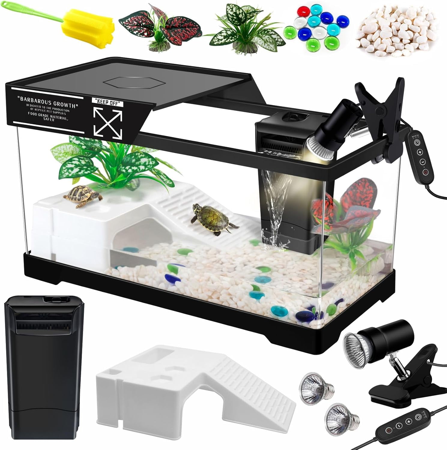 Turtle Tank Kit, Upgrade PC Turtle Tank Starter Kit with Adjustable ...