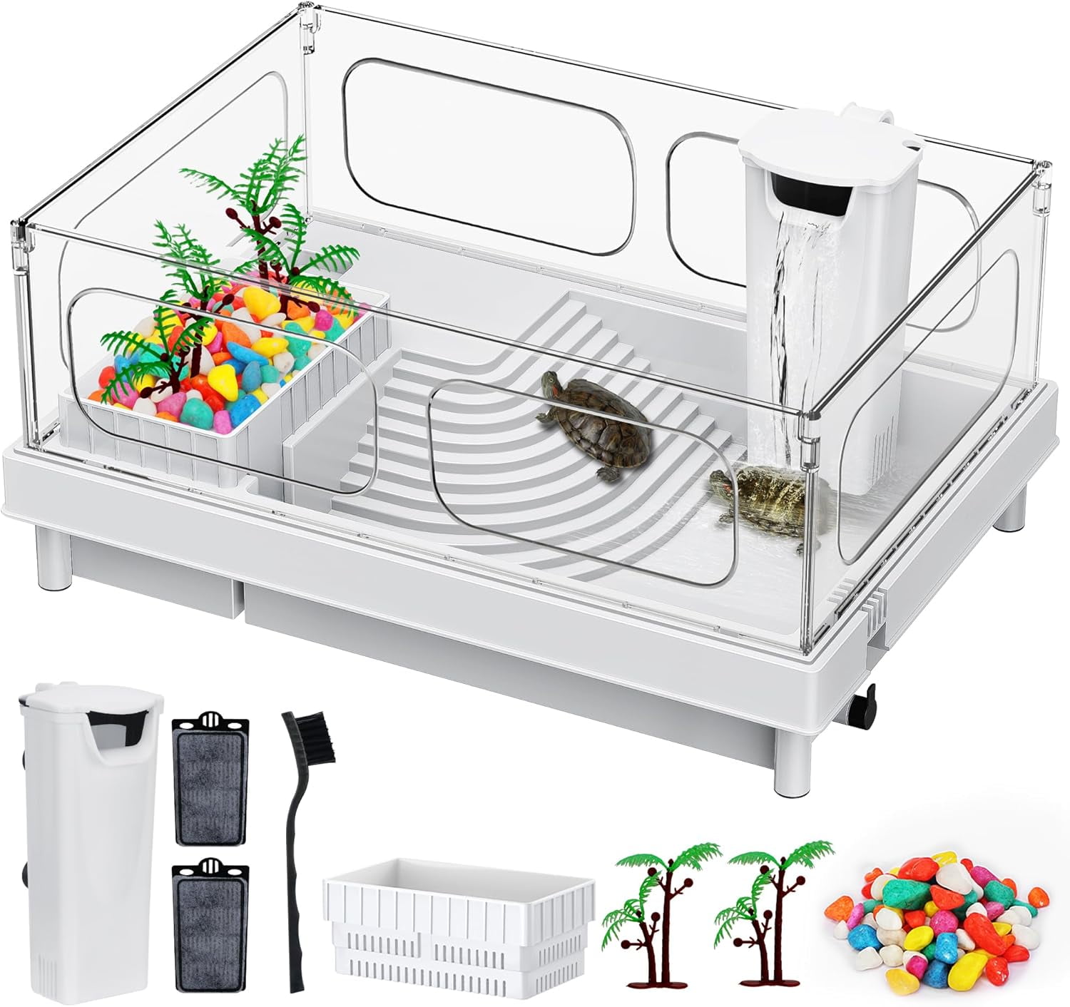 Turtle Tank, Small Turtle Tank Kit, Turtle Aquarium with Filter ...