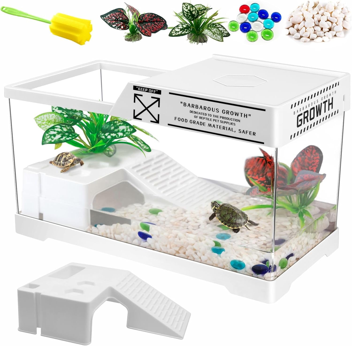 Turtle Tank, Upgrade PC Turtle Tank Starter Kit, Reptile Habitat with ...