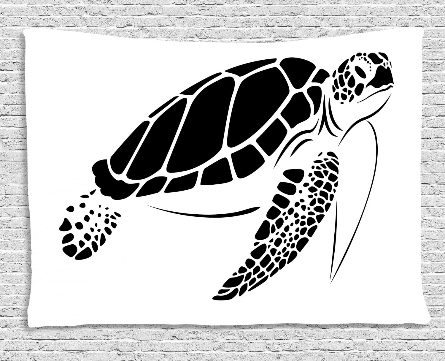 Turtle Tapestry, Colorful Marine Fauna with Ombre Effect Hand Drawn ...