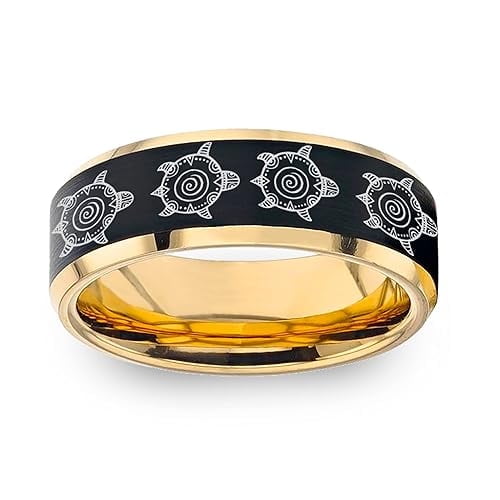Turtle Themed Ring Turtle Wedding Band Turtle Gift Custom Tungsten ...
