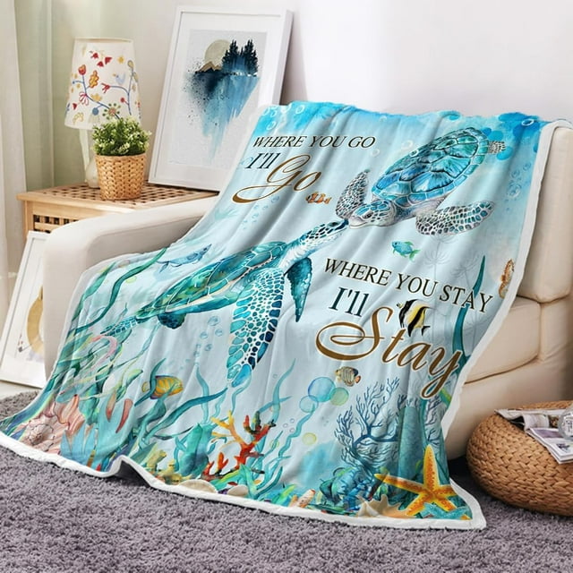 Turtle Throw Blanket, Sea Turtle Beach Throw Blanket for Bed, 50" x 60 ...