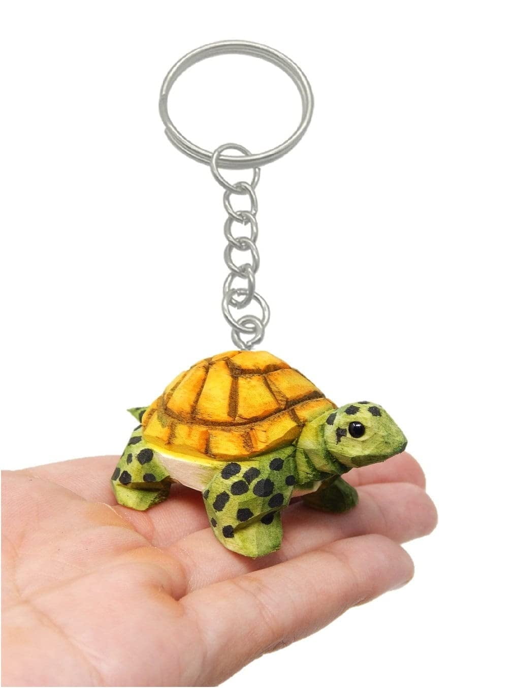 Turtle Tortoise Keychain Ring Clip Charm Miniature Wood Mini Figurine ...