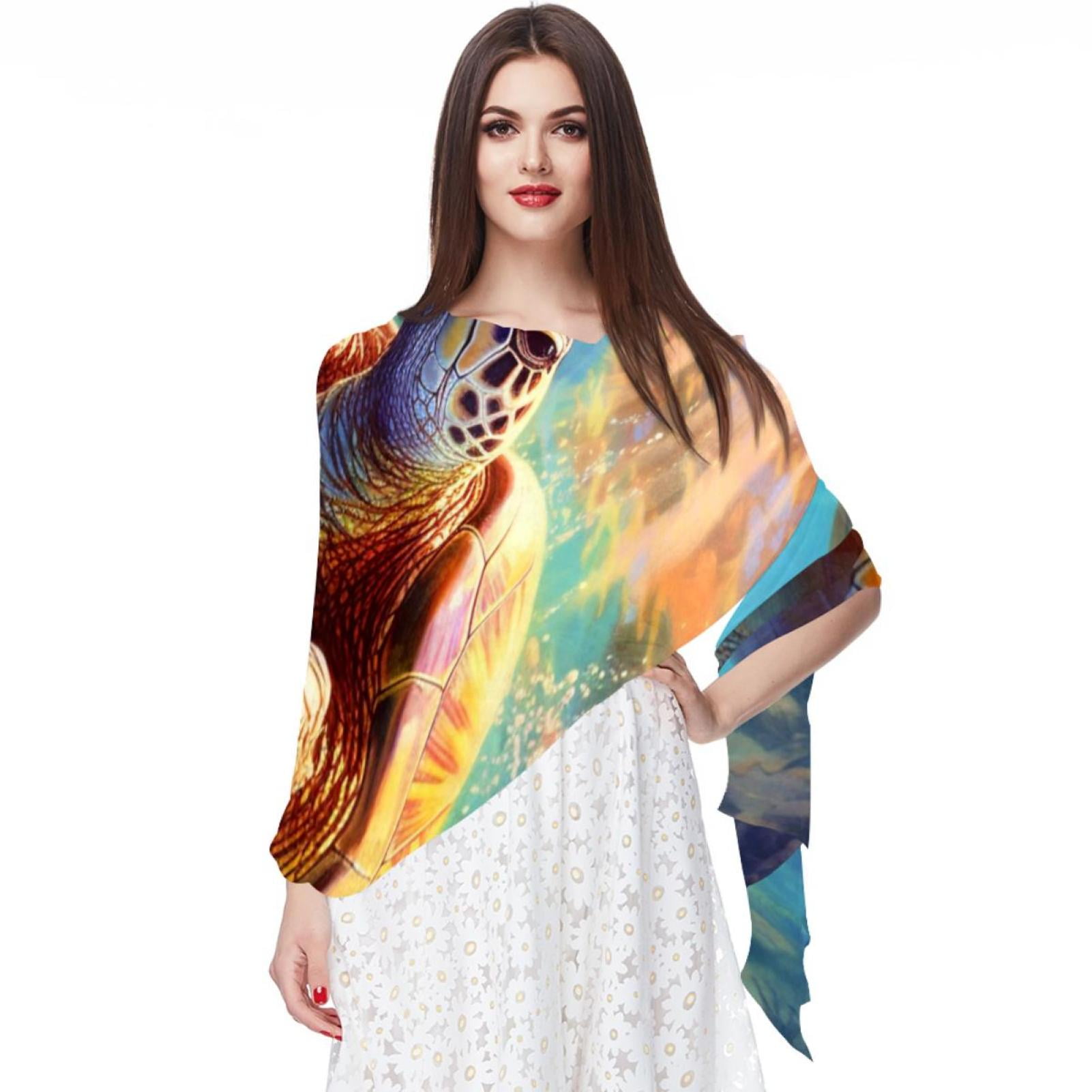 Turtle Translucent Light and Breathable Chiffon Silk Scarf 70.86x28.7in ...