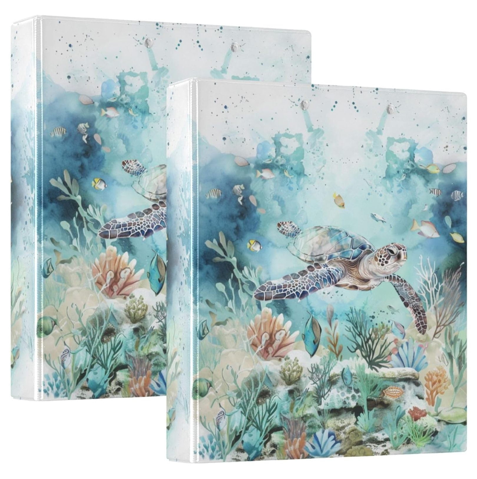 Turtle Undersea Marine Life Fish Coral 3 Ring Binder 1.5" Decorative D ...