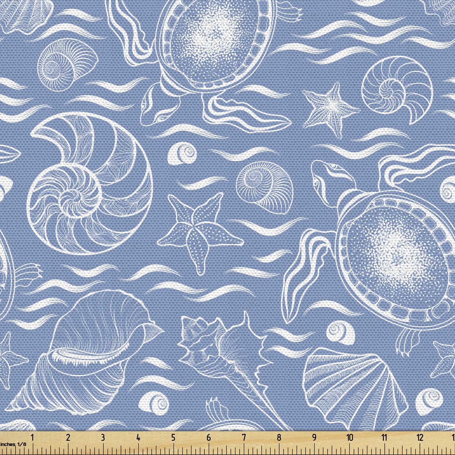 Ambesonne Turtle Fabric by the Yard Upholstery, Turtle with Mollusk, 1 ...