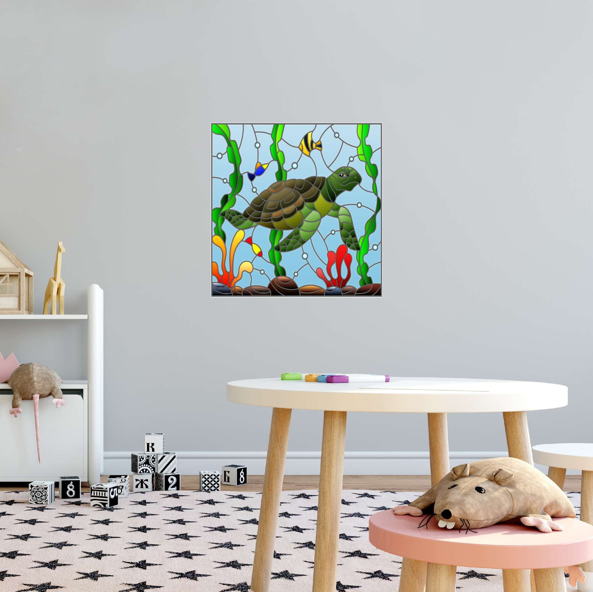Turtle Wall Decal Sea Turtle Wall Decal living Room Wall Decor Vibrant ...