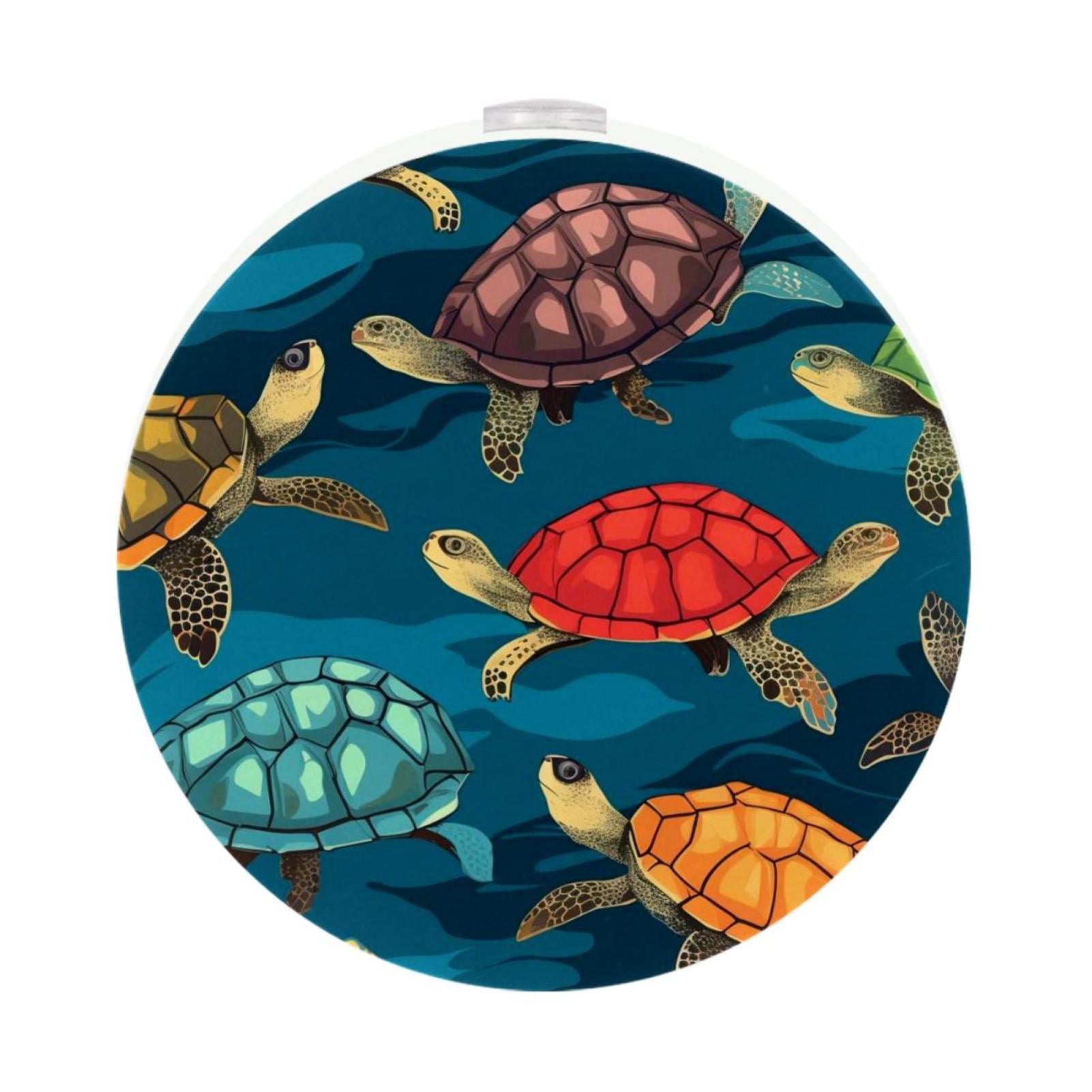 Turtle Warm White Led Round Night Light-2Pcs, Portable Plug-in Dusk to ...